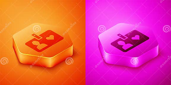 Isometric Identification Card Volunteer Icon Isolated on Orange and ... Isometric Identification Card Volunteer Icon Isolated on Orange and ...