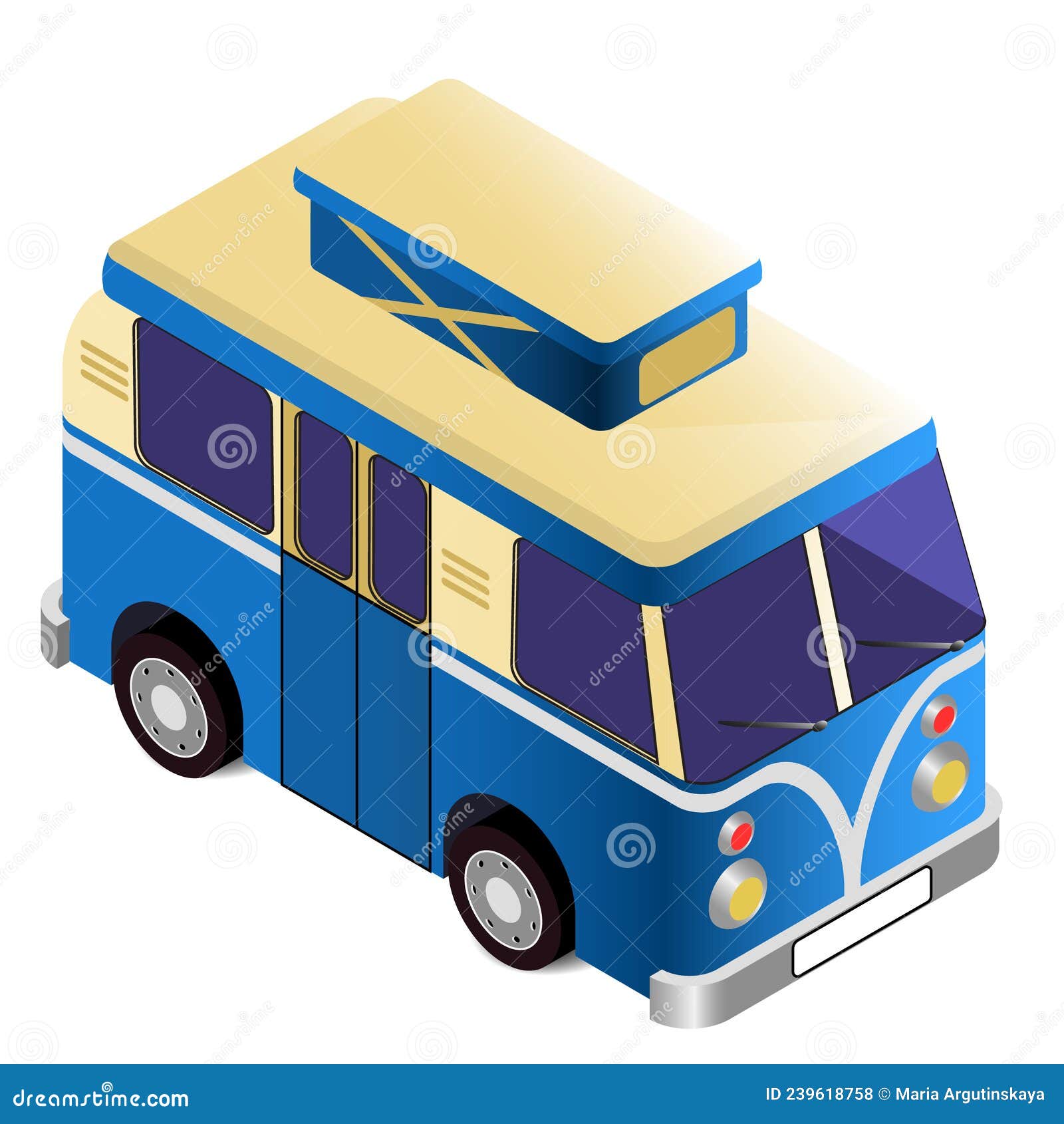 Isometric Illustration Blue Toy Bus Vector Illustration Stock Vector ...