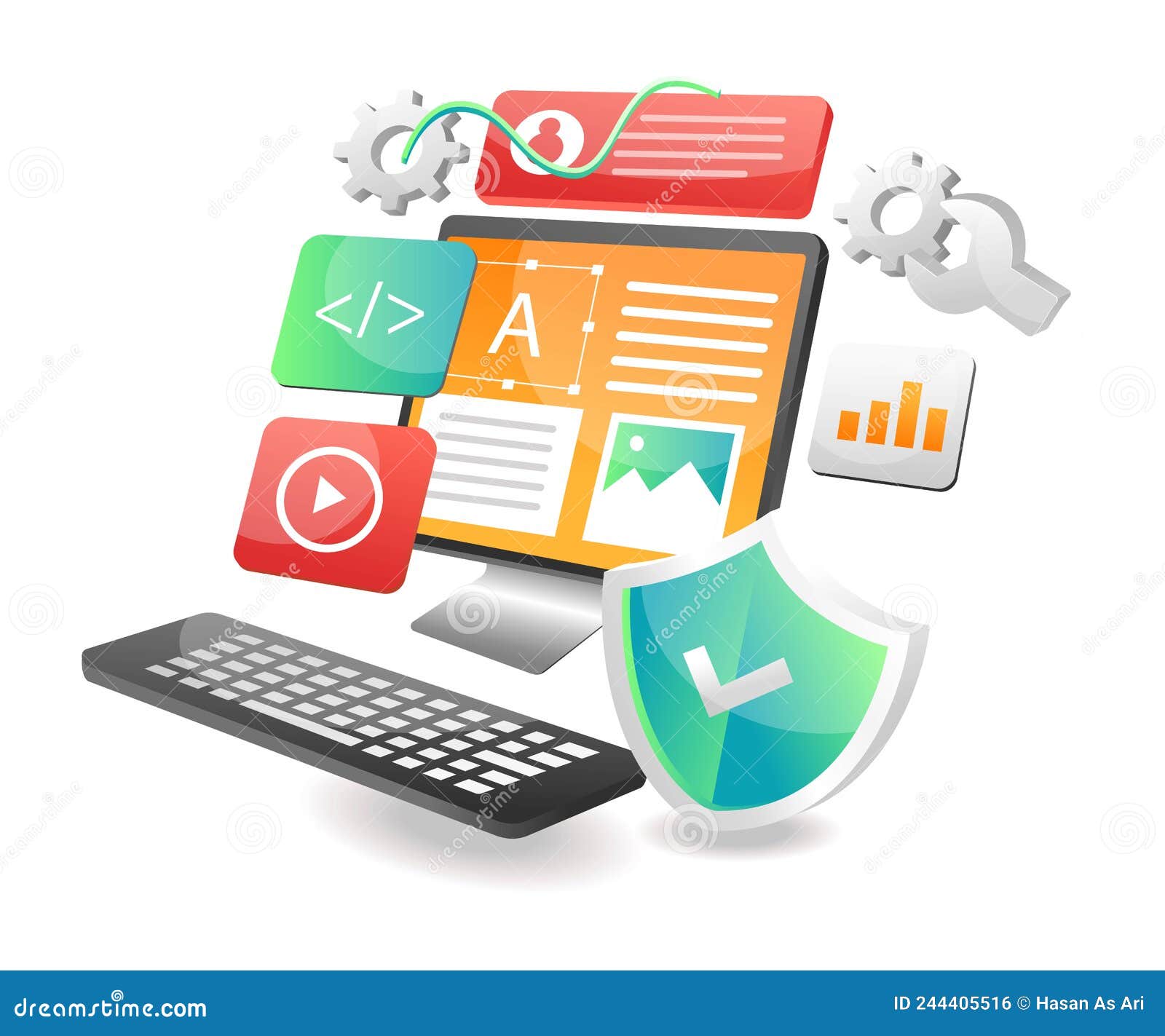 Application Maintenance Outlined Flat Color Icons Vector Illustration ...