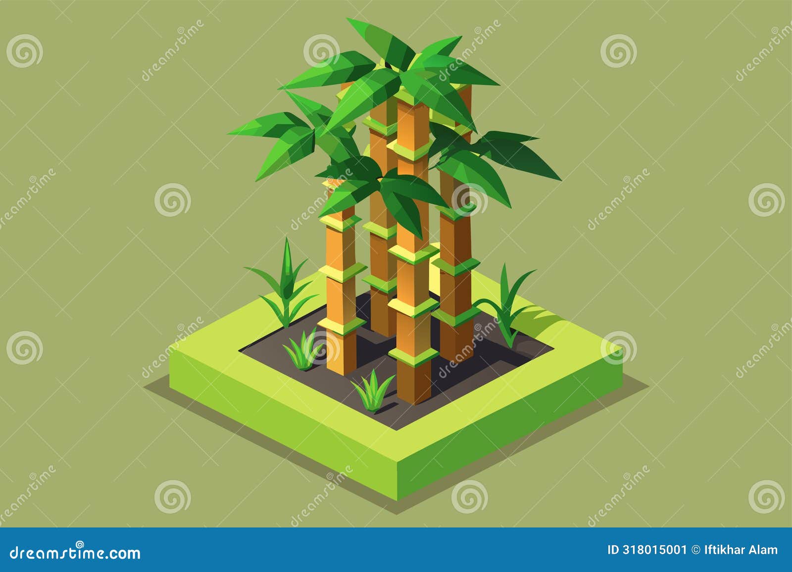 Isometric Illustration of a Customizable Low Poly Palm Tree Against a ...