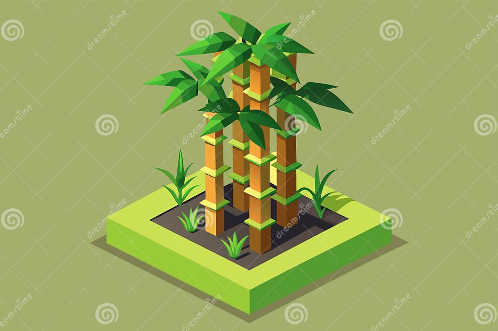 Isometric Illustration of a Customizable Low Poly Palm Tree Against a ...