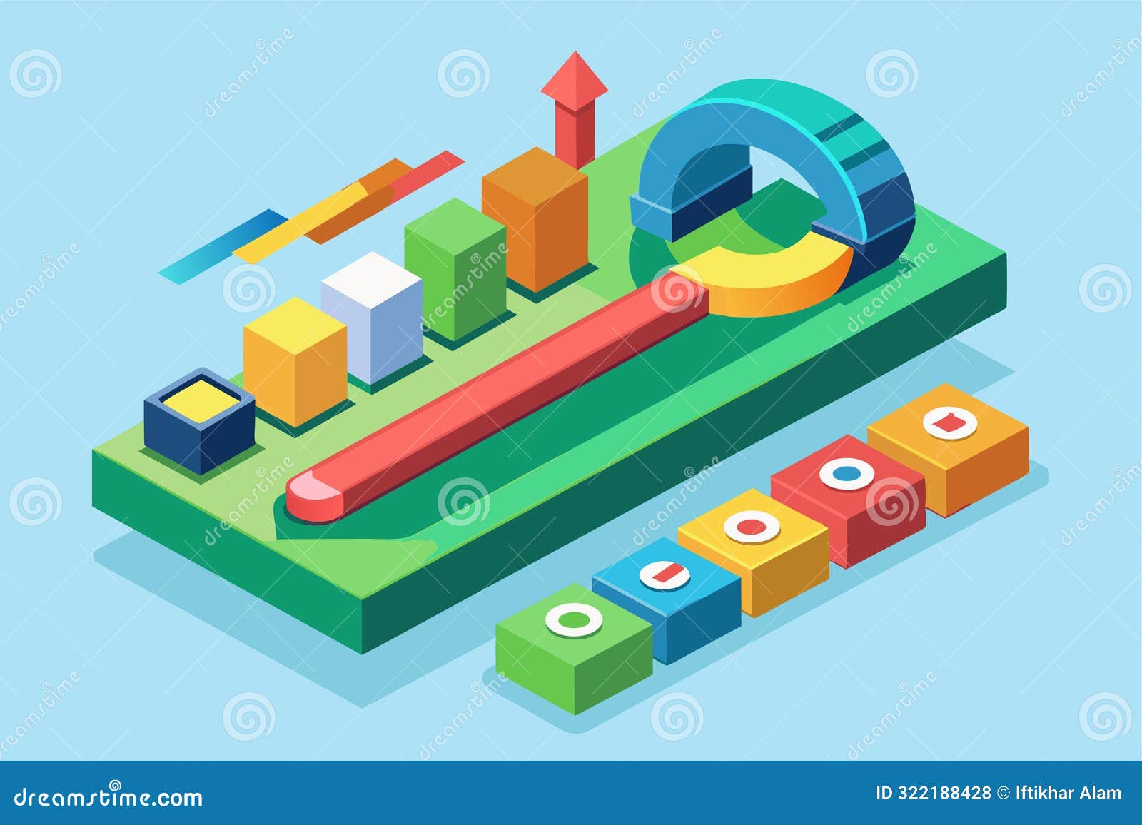Isometric Illustration of a Customizable Progress Indicator with Bar ...