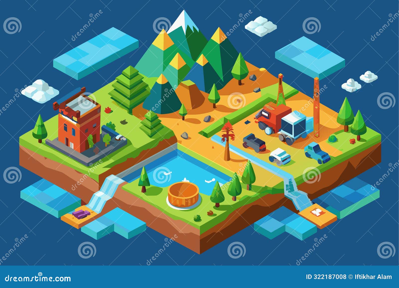 Isometric Illustration Depicting Natural Resource Depletion And ... Isometric Illustration Depicting Natural Resource Depletion And ...