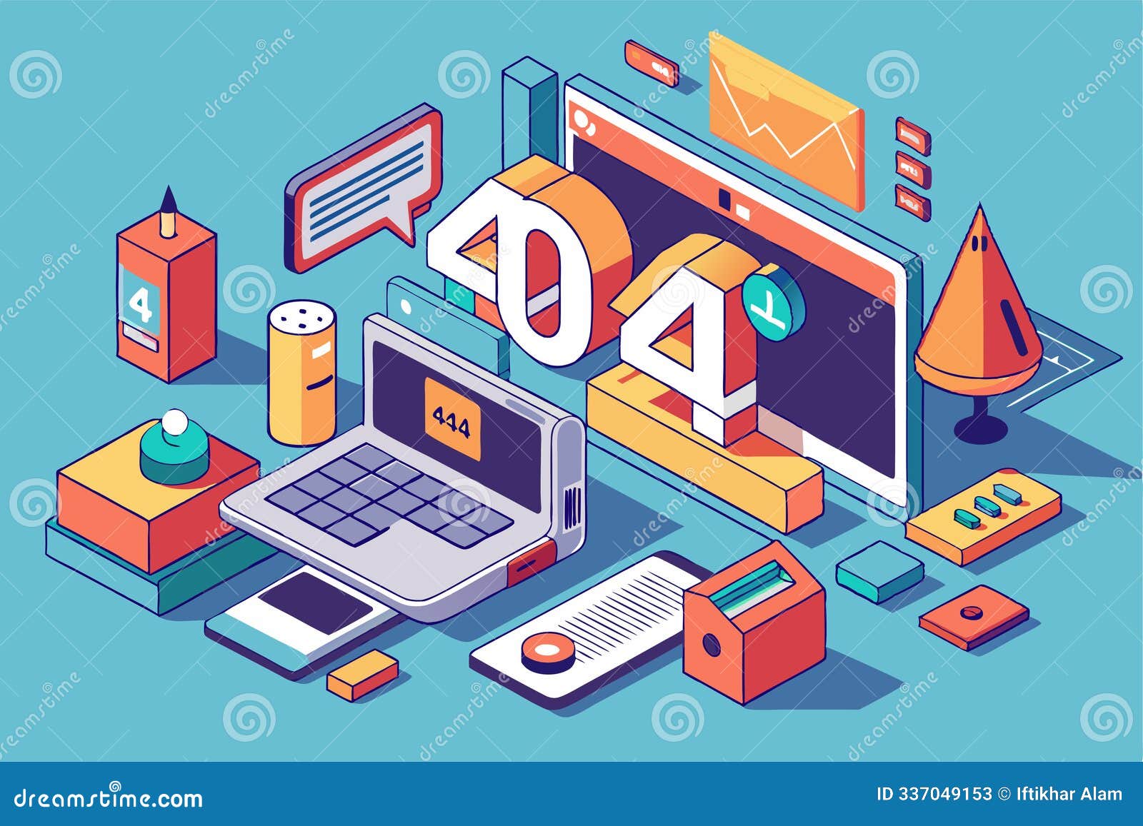 An Isometric Illustration Depicting an Unauthorized Access Error with ...