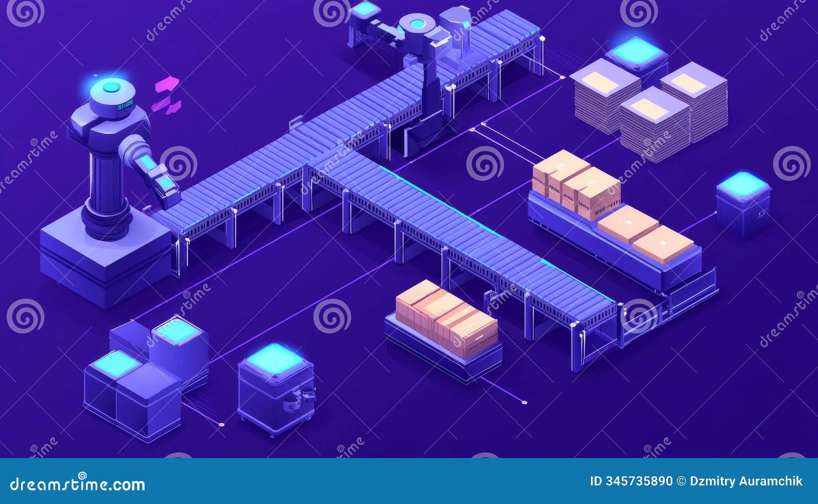 Isometric Illustration Depicting the Use of Digital Control Technology ...