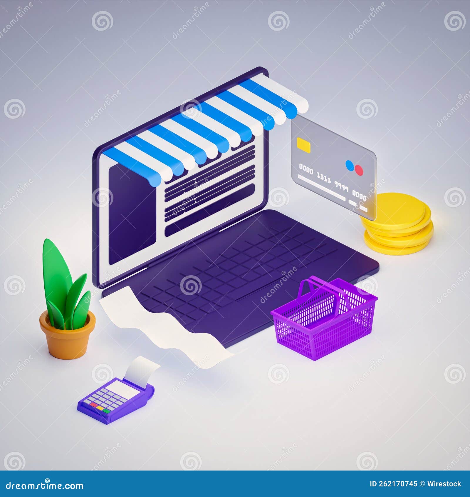 Isometric Illustration Ecommerce Stock Illustration - Illustration of stylized, laptop: 262170745