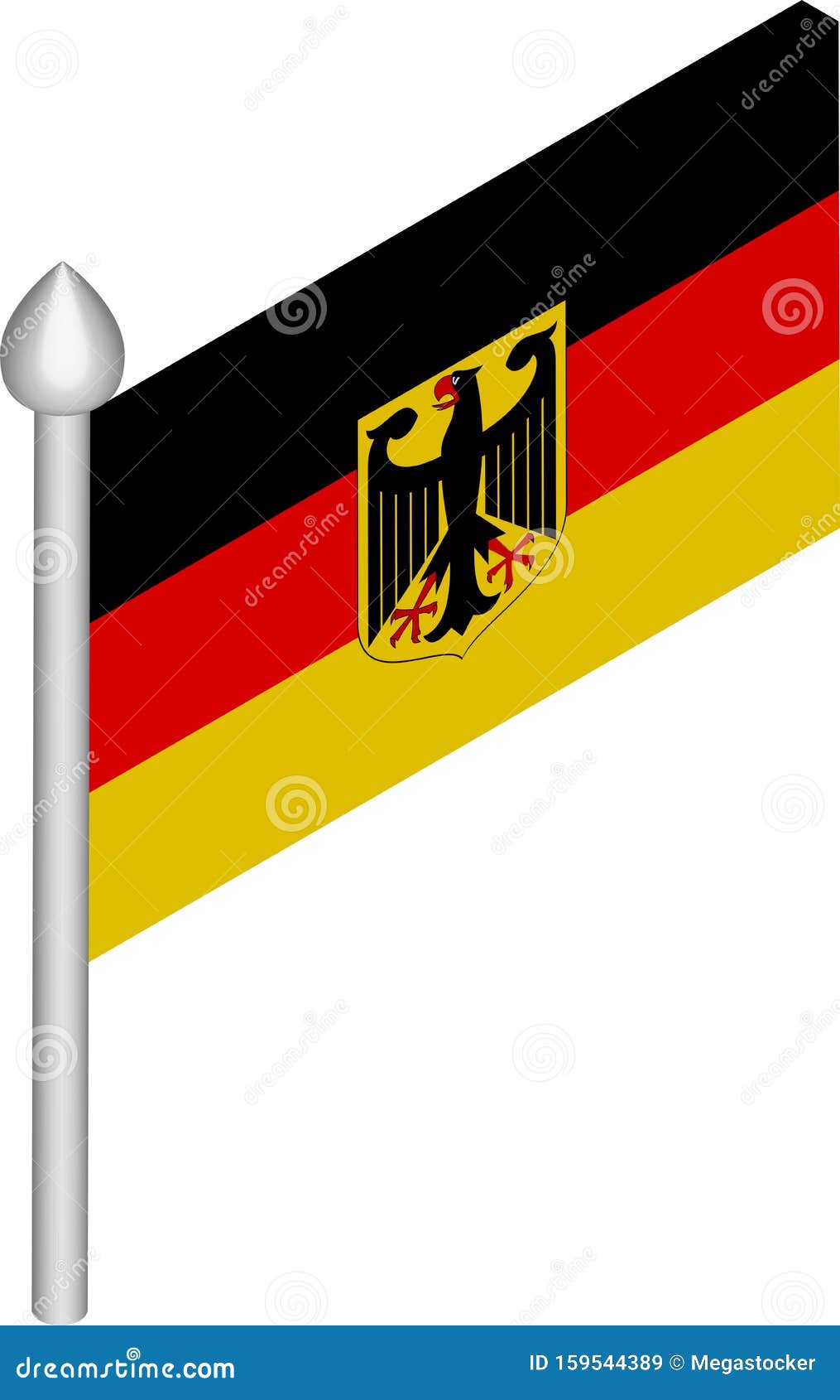 Vector Isometric Illustration of Flagpole with Germany Flag Stock ...