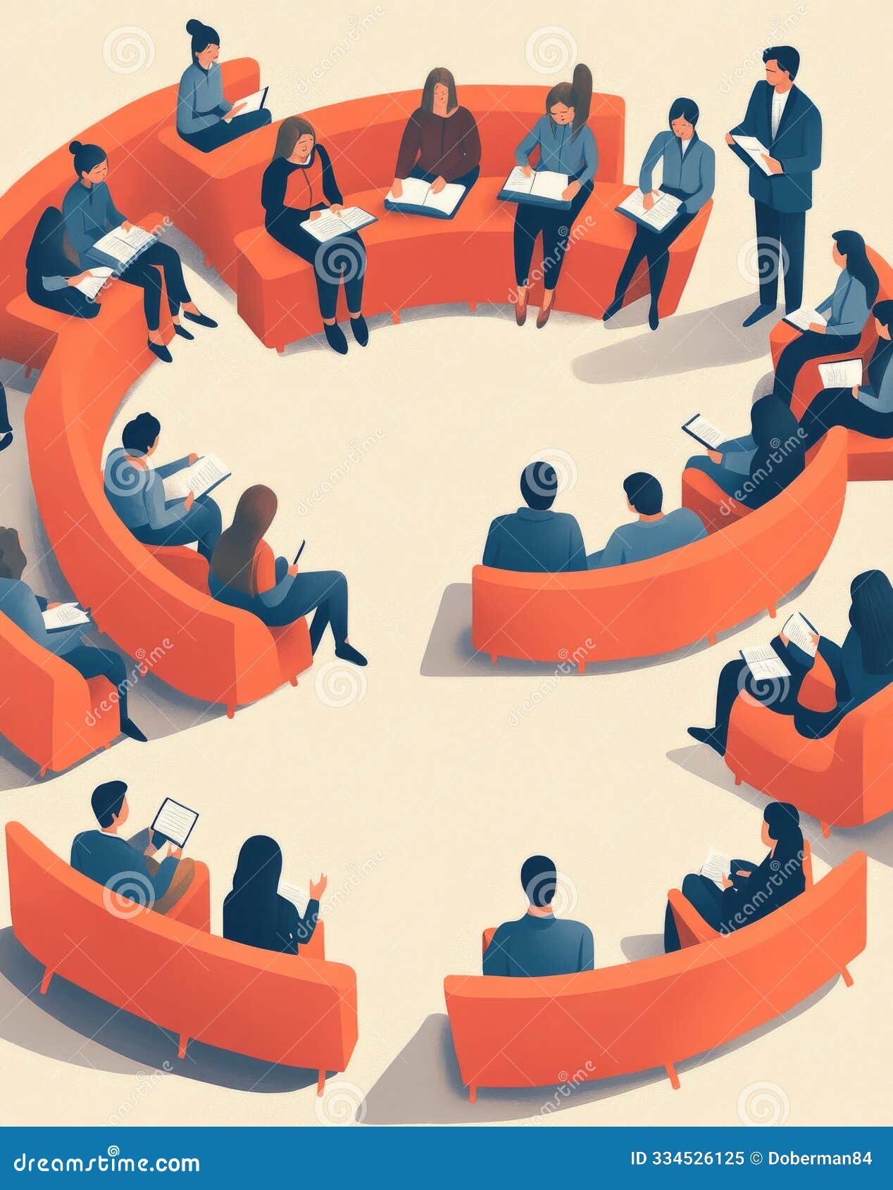 Isometric Illustration of Group Discussion in a Classroom Setting Stock ...