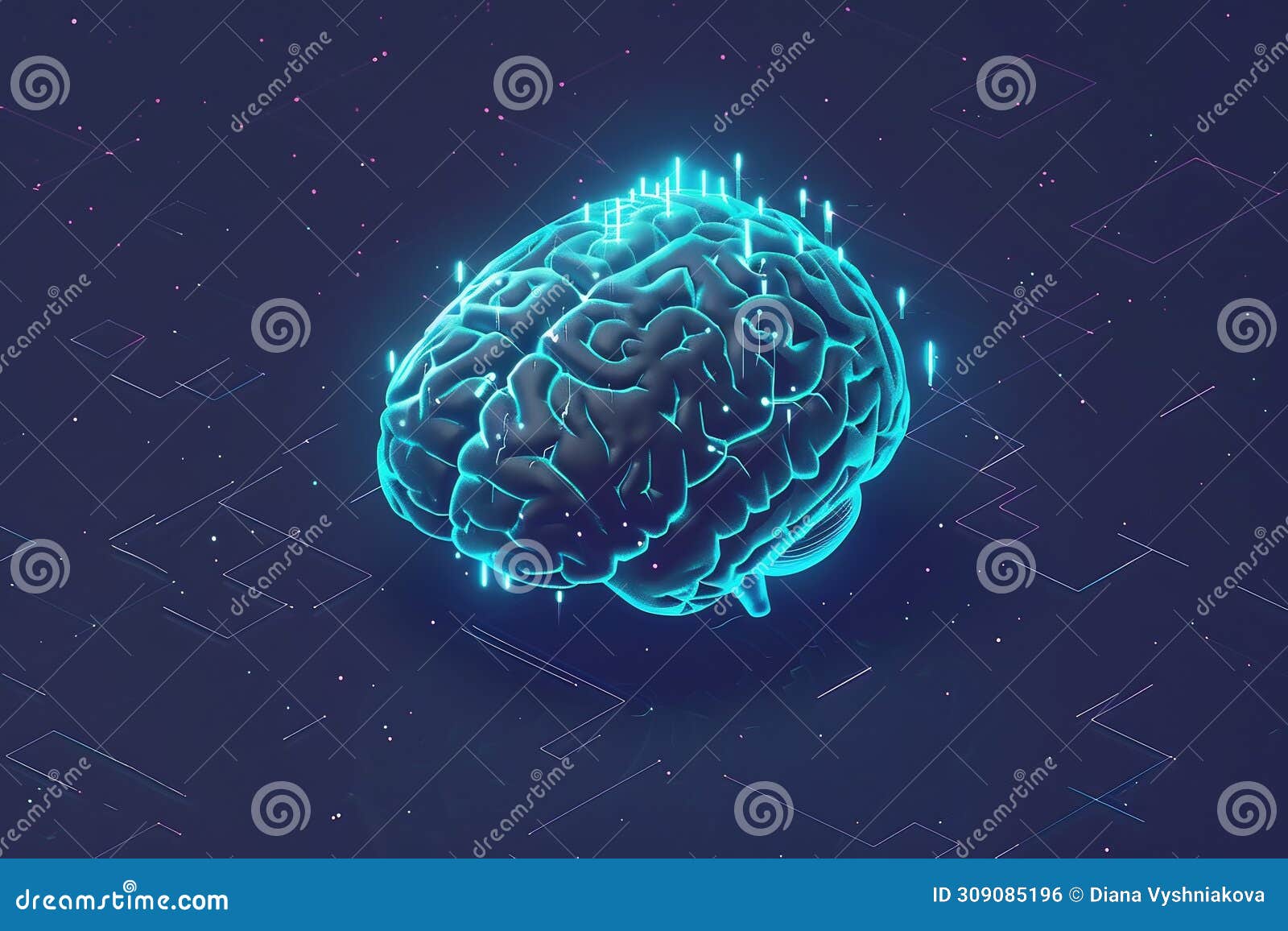 Isometric Illustration of Human Brain Stock Illustration - Illustration ...