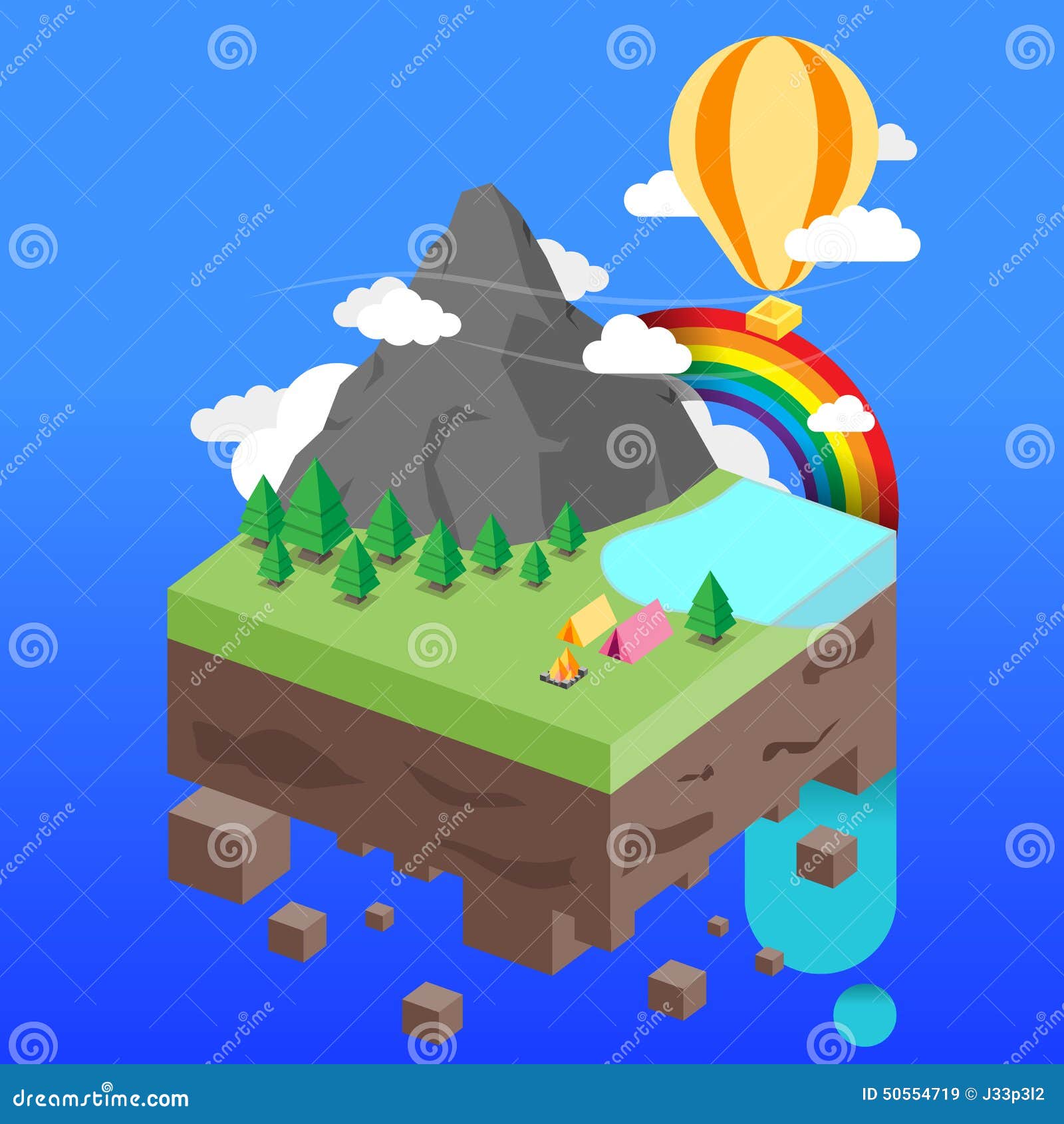 Isometric Illustration of Landscape Stock Vector - Illustration of ...