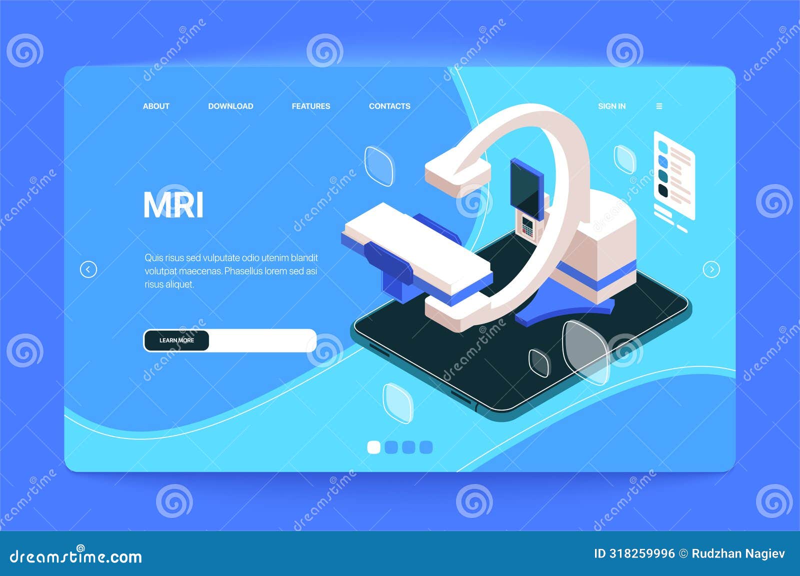 Isometric Illustration of an MRI Machine on a Smartphone Interface ...