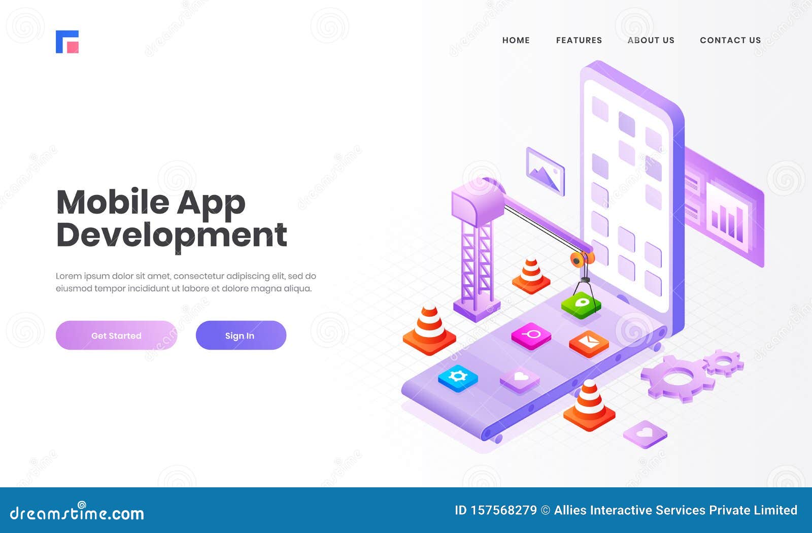 Isometric Illustration of Multiple Application, Apps Under Maintenance ...