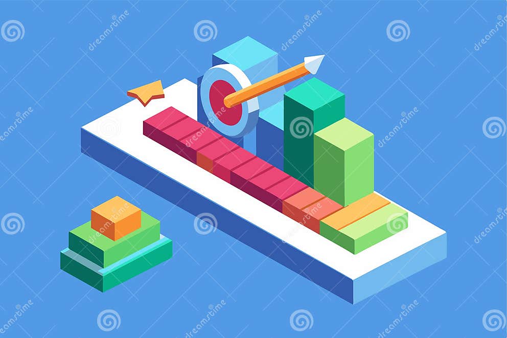 Isometric Illustration of a Progress Bar with Target and Arrow ...