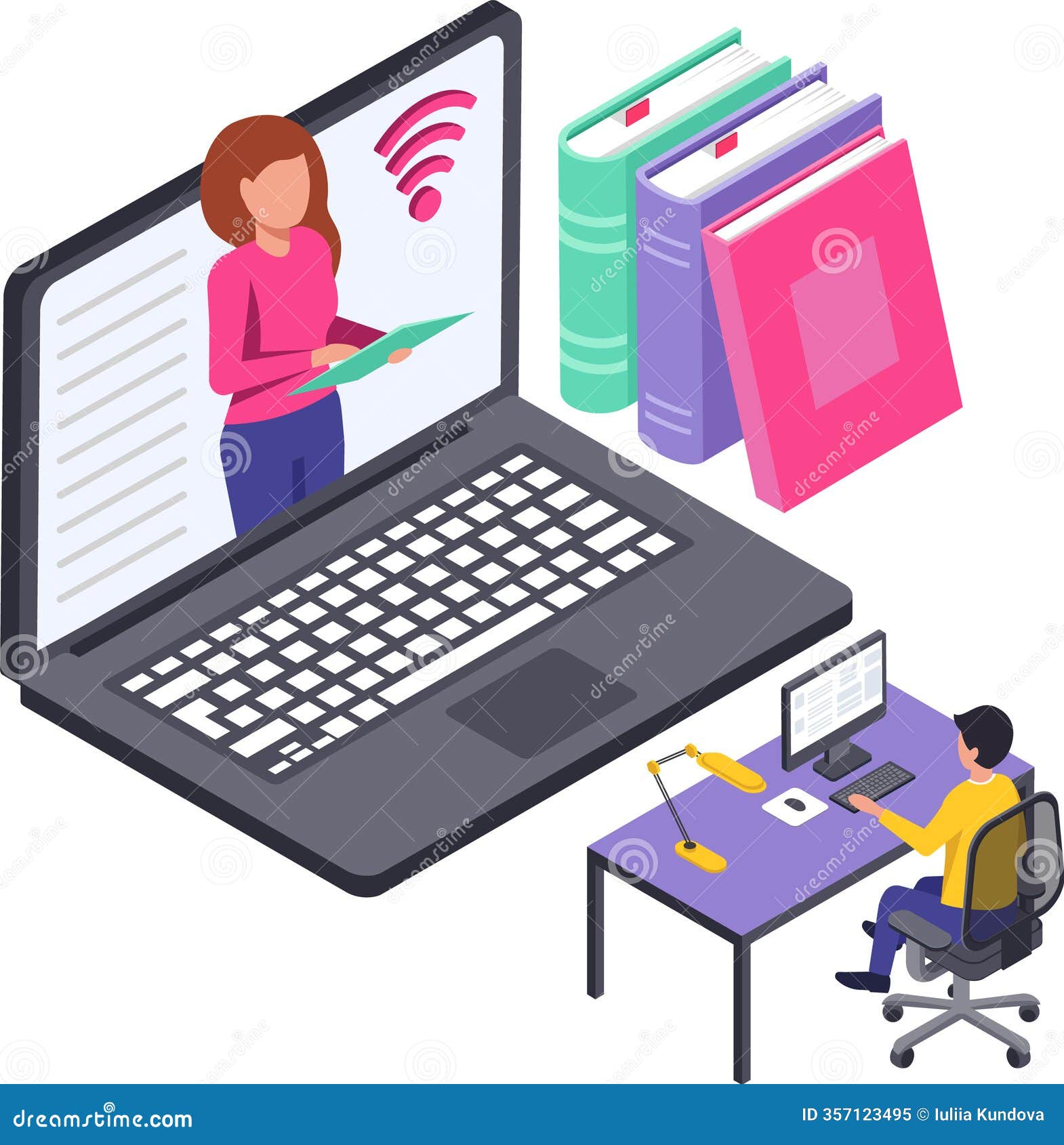 Online Lesson Banner Template. Ribbon Label Sign. Sticker Cartoon ...