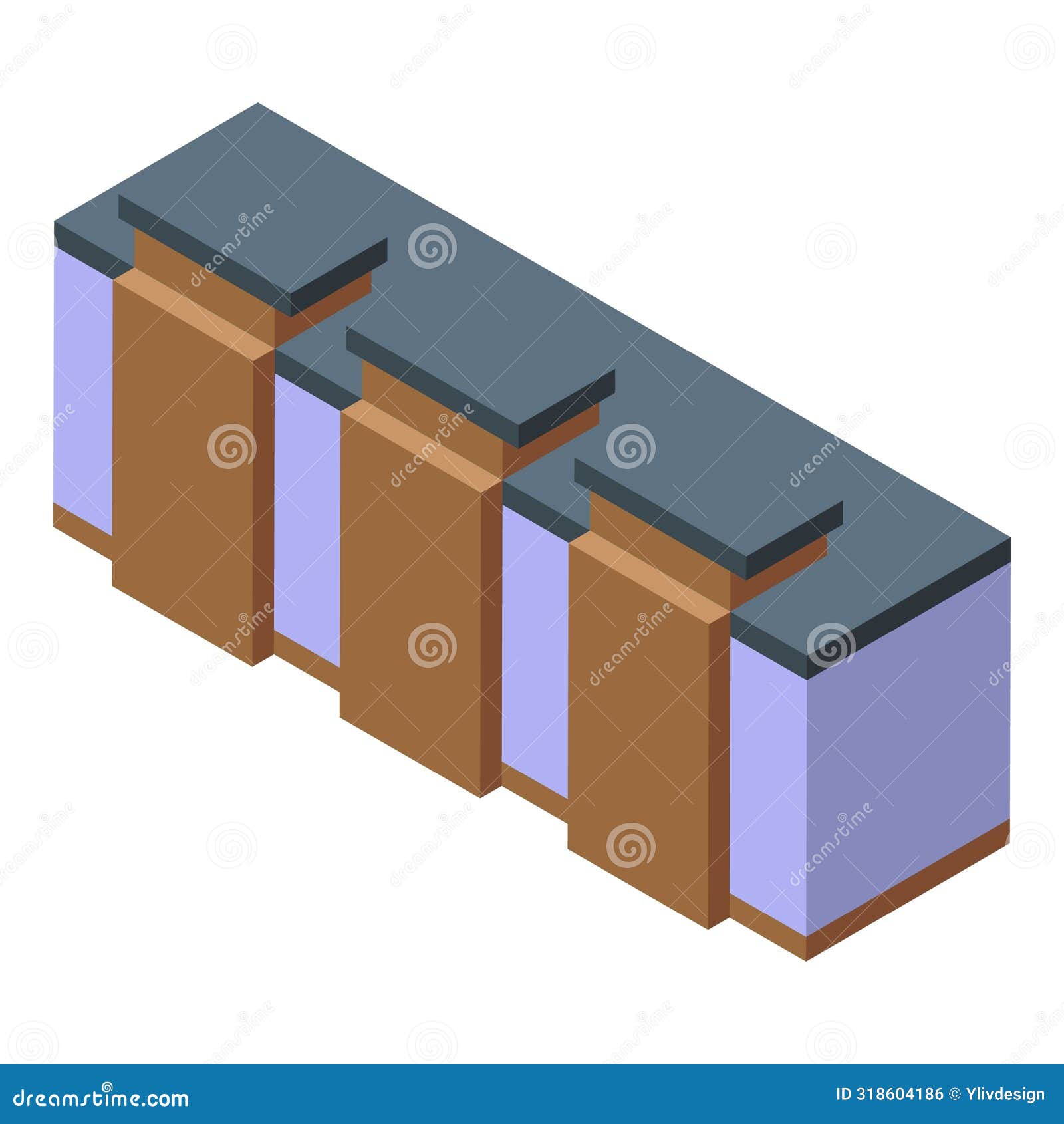 Isometric Vector of Modern Office Workstations Stock Illustration ...