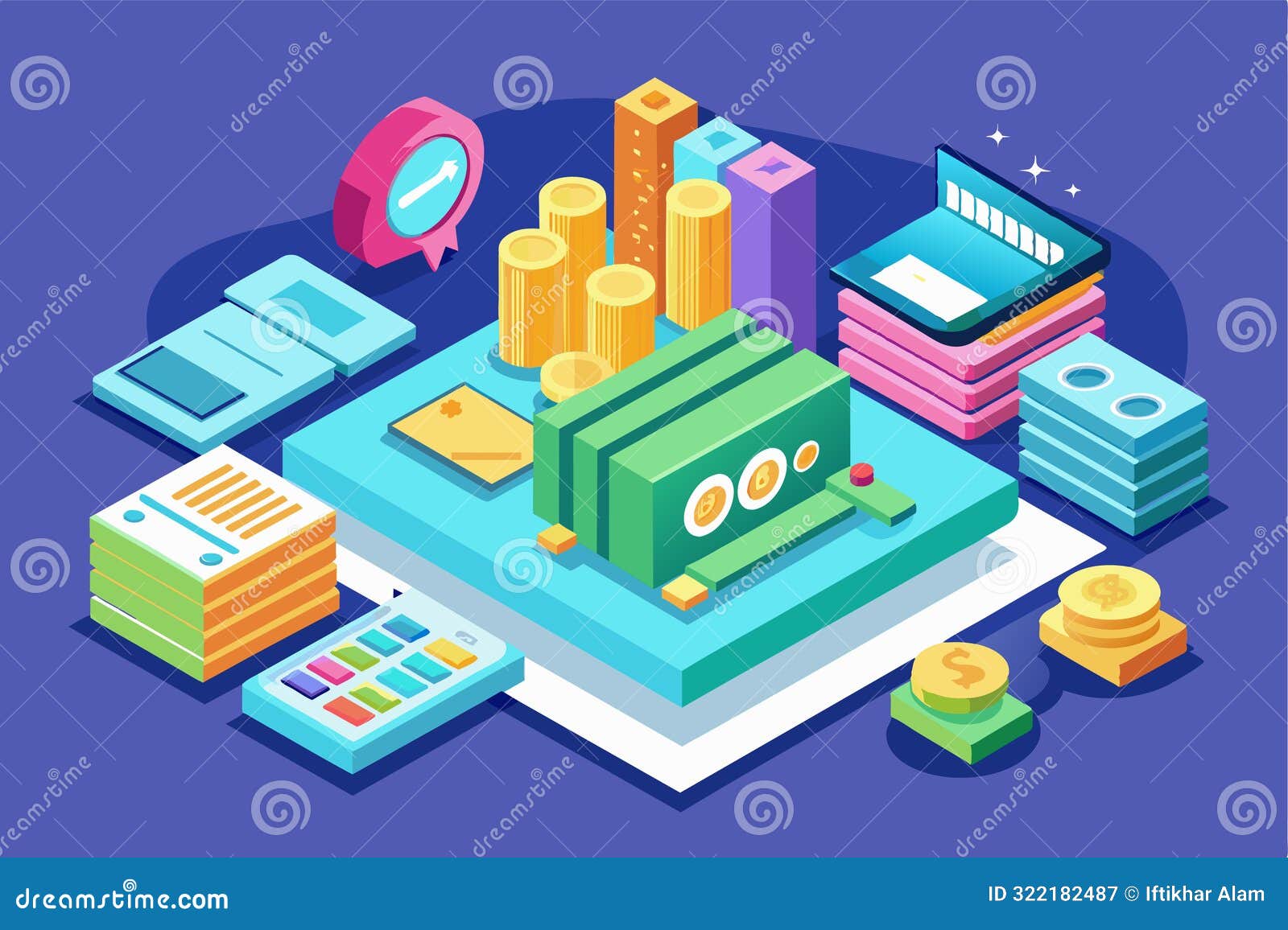 Isometric Illustration Showing Customizable Cash Payments with ...