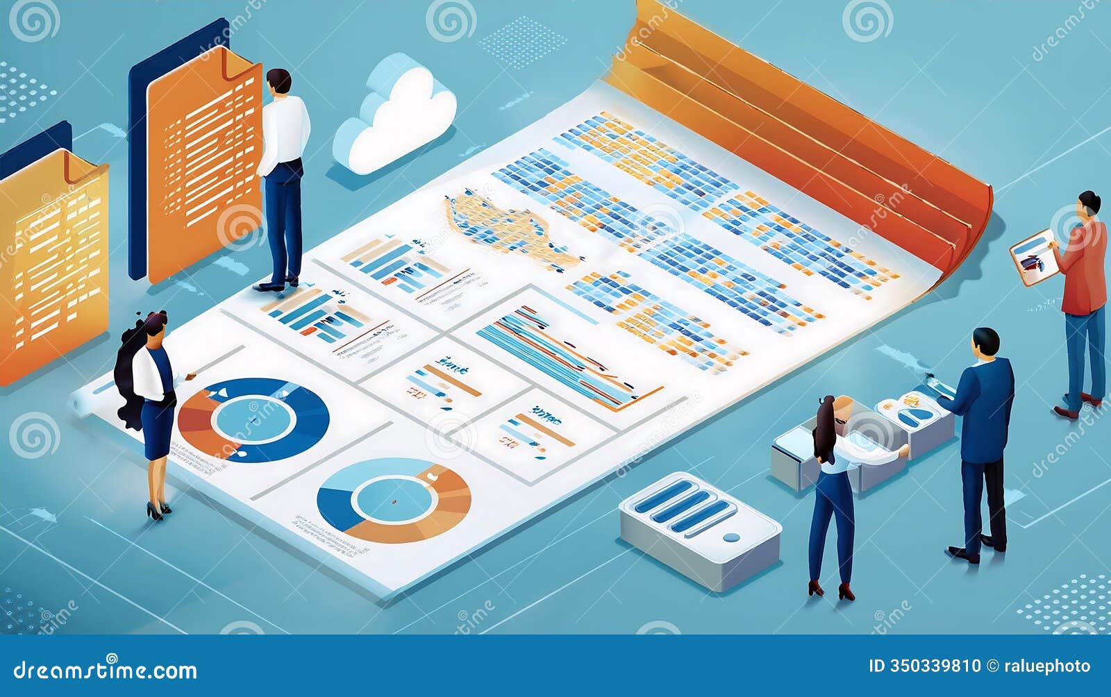 Isometric Illustration Shows Data Checklist Analysis of People Stock ...