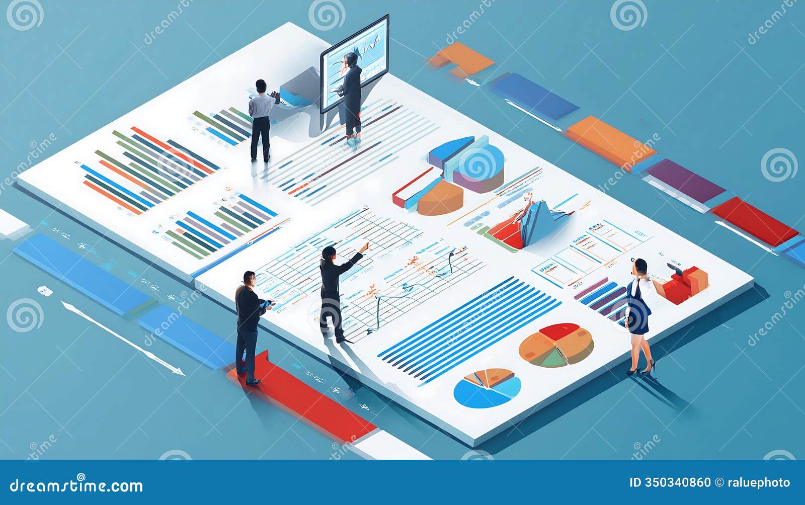Isometric Illustration Shows Data Checklist Analysis of People Stock ...
