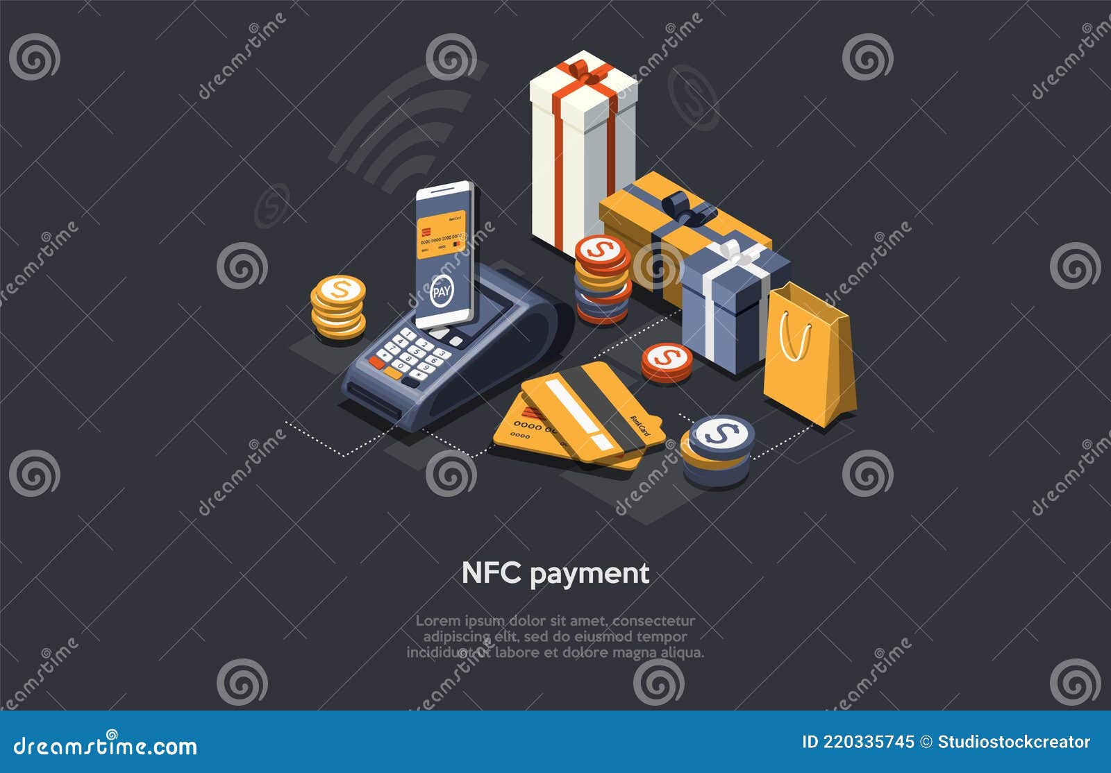 Isometric Illustration. Vector Composition with 3D Objects. Cartoon ...