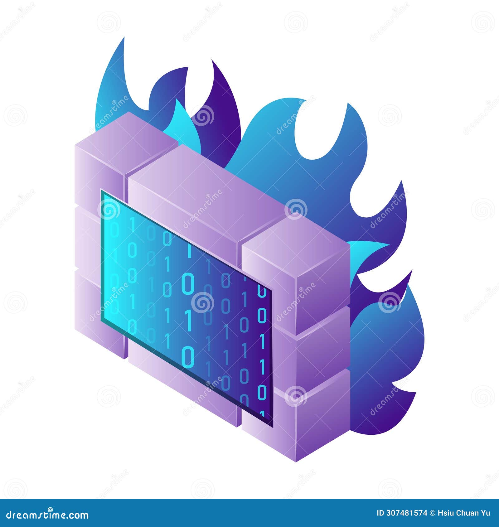 Isometric Illustration Web Computer Technology Symbol Digital Firewall ...