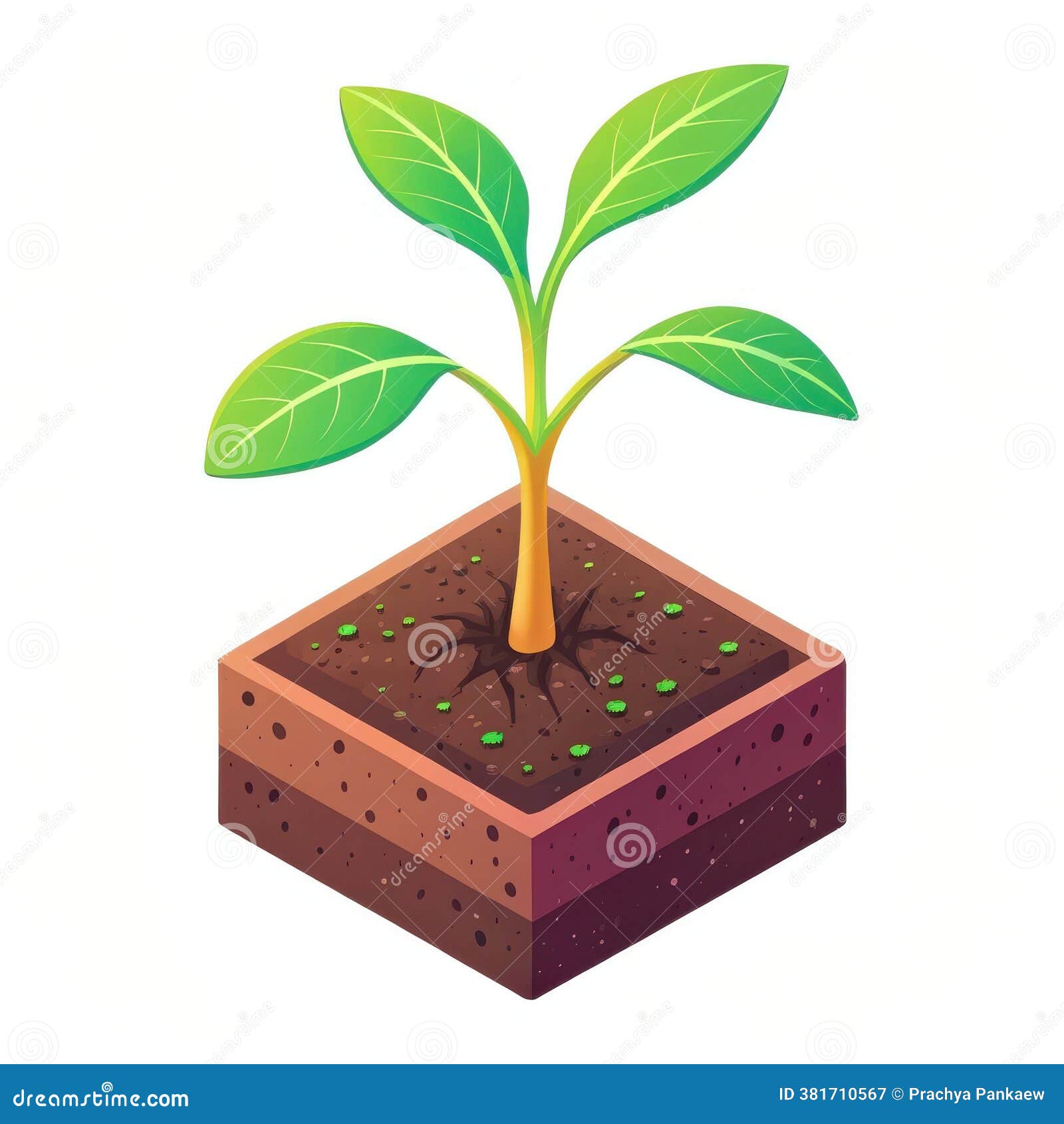 Isometric Soil Layers Diagram, Cross Section Of Green Grass And ...