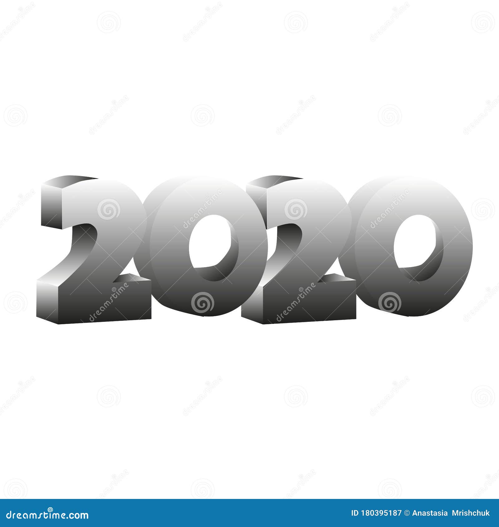Isometric Image of 2020 in Gradient on a White Background Stock ...