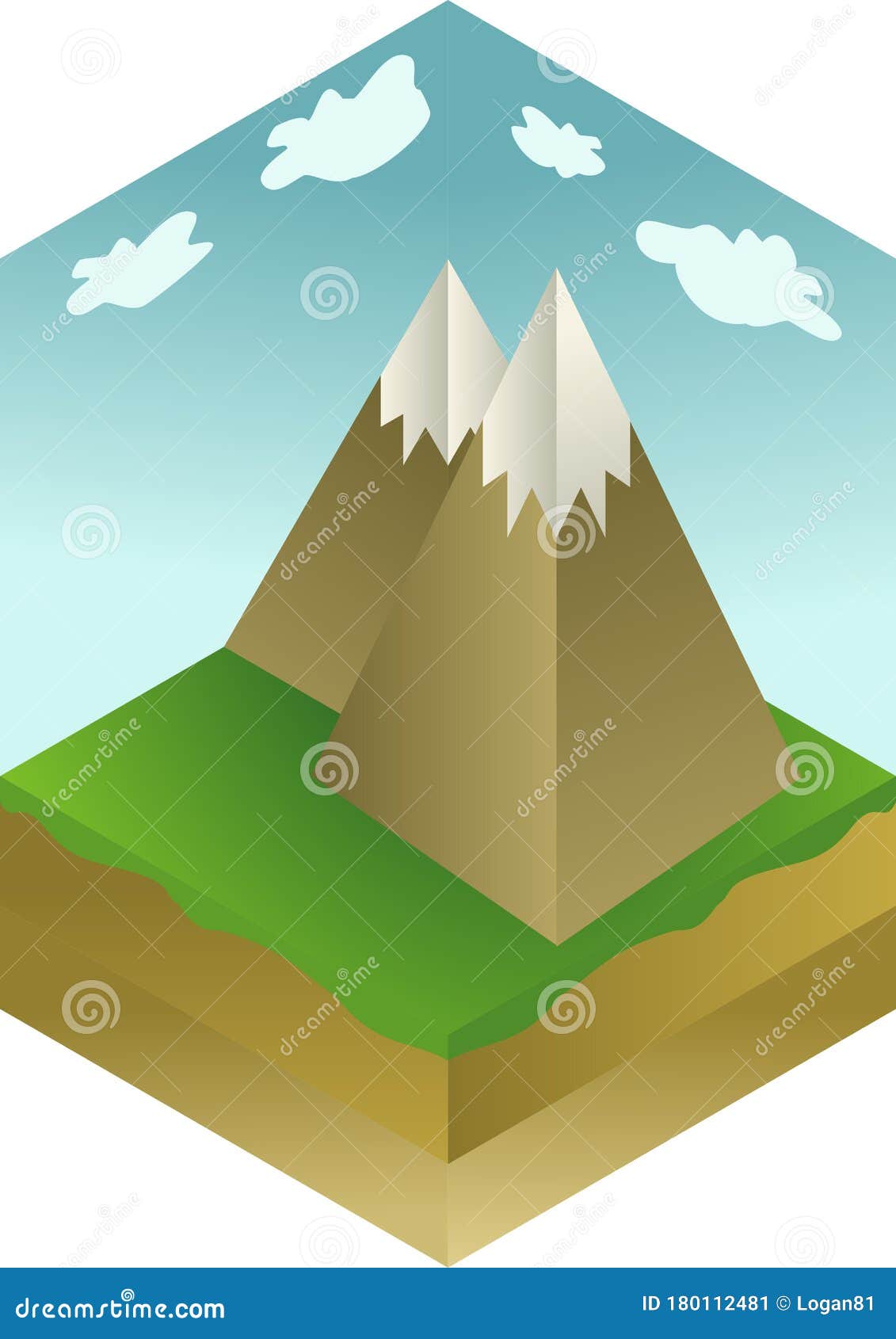 Isometric Image of the Mountain Stock Vector - Illustration of snow ...