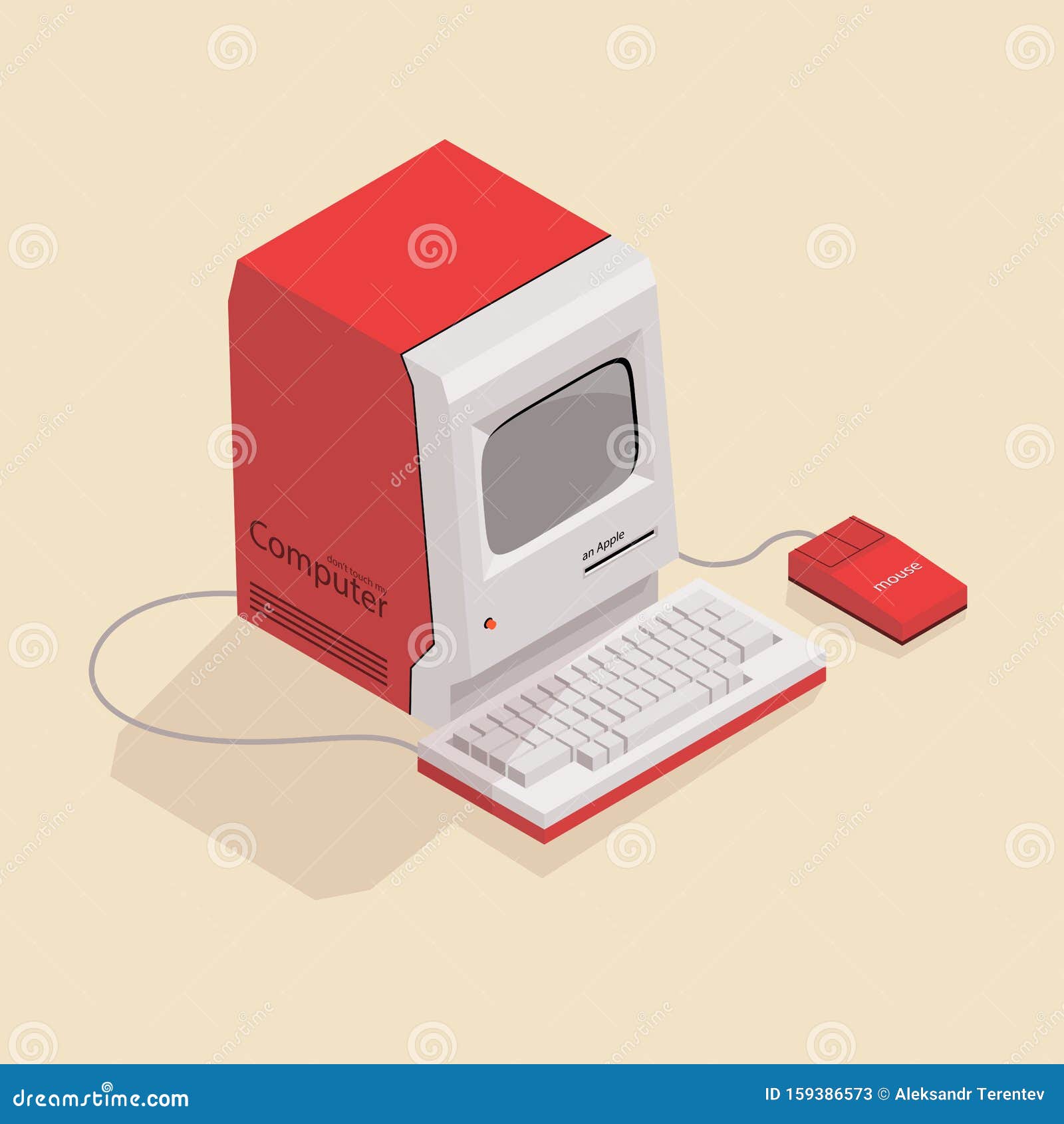 Isometric Image of an Old Retro Computer. Stock Vector - Illustration ...