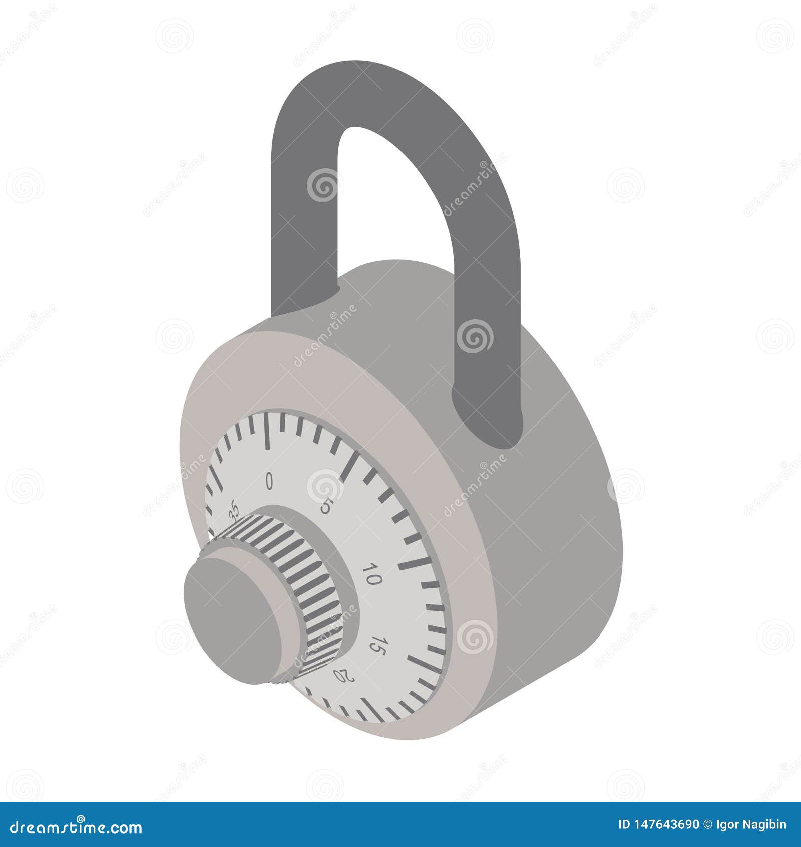 Isometric Image of a Padlock with Code Stock Vector - Illustration of ...