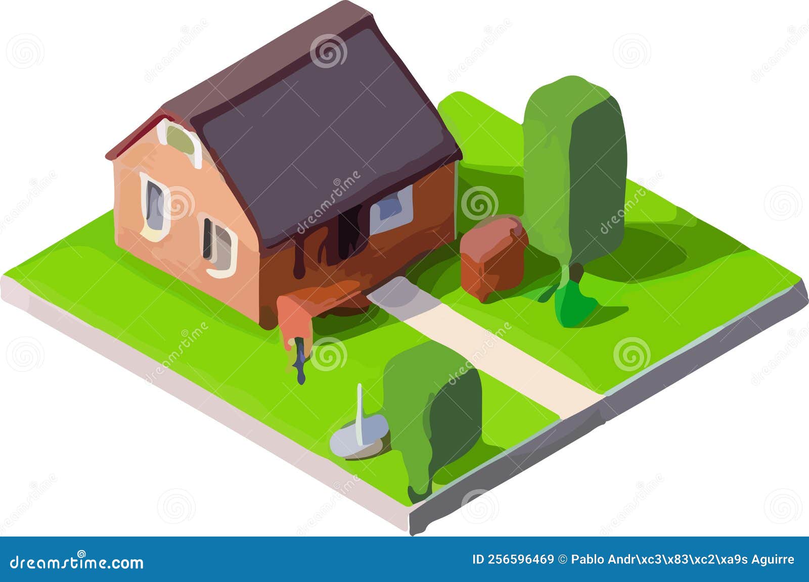 Isometric Image of a Private House. Low Poly Style Stock Vector ...