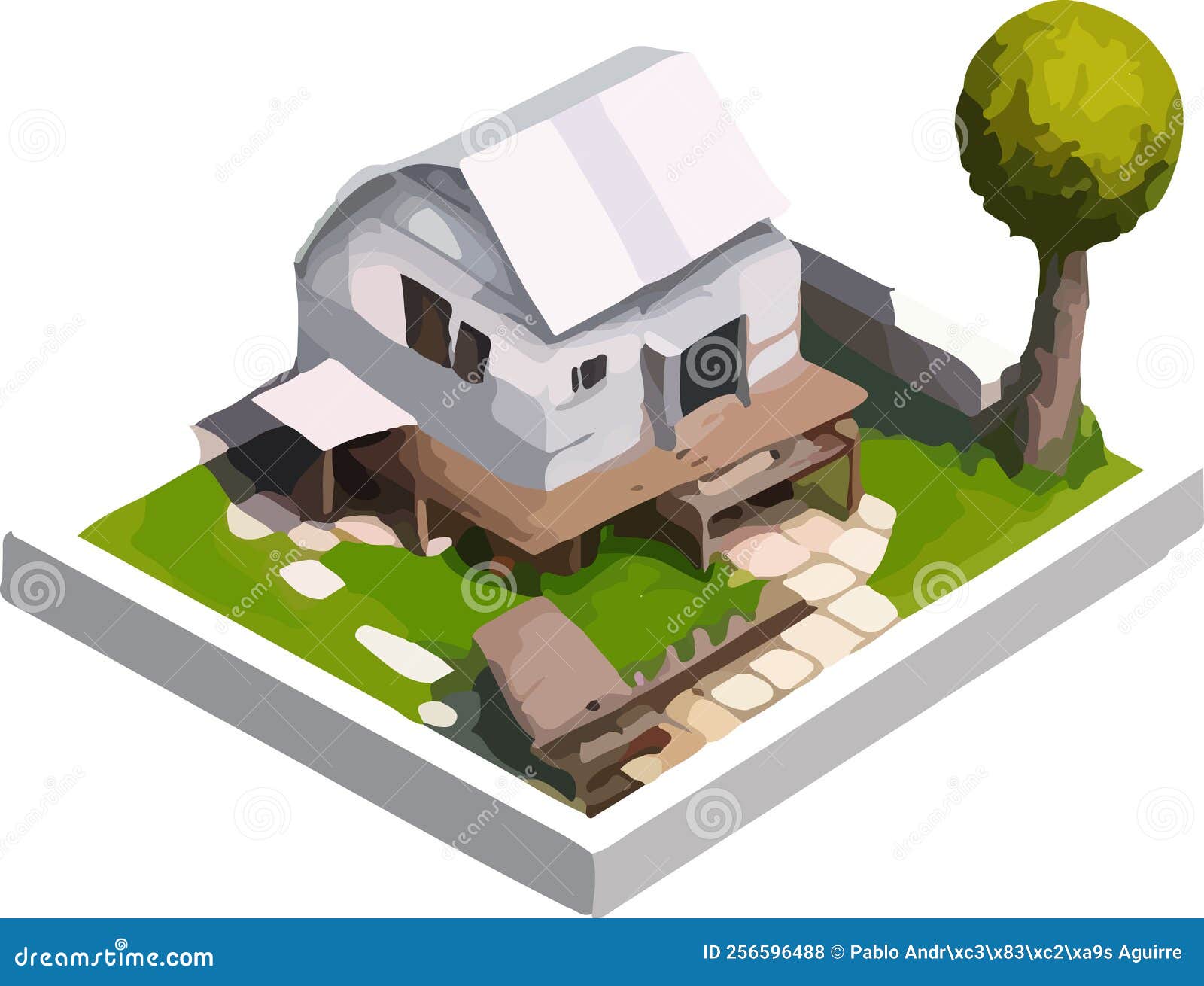 Isometric Image of a Private House. Low Poly Style Stock Vector ...