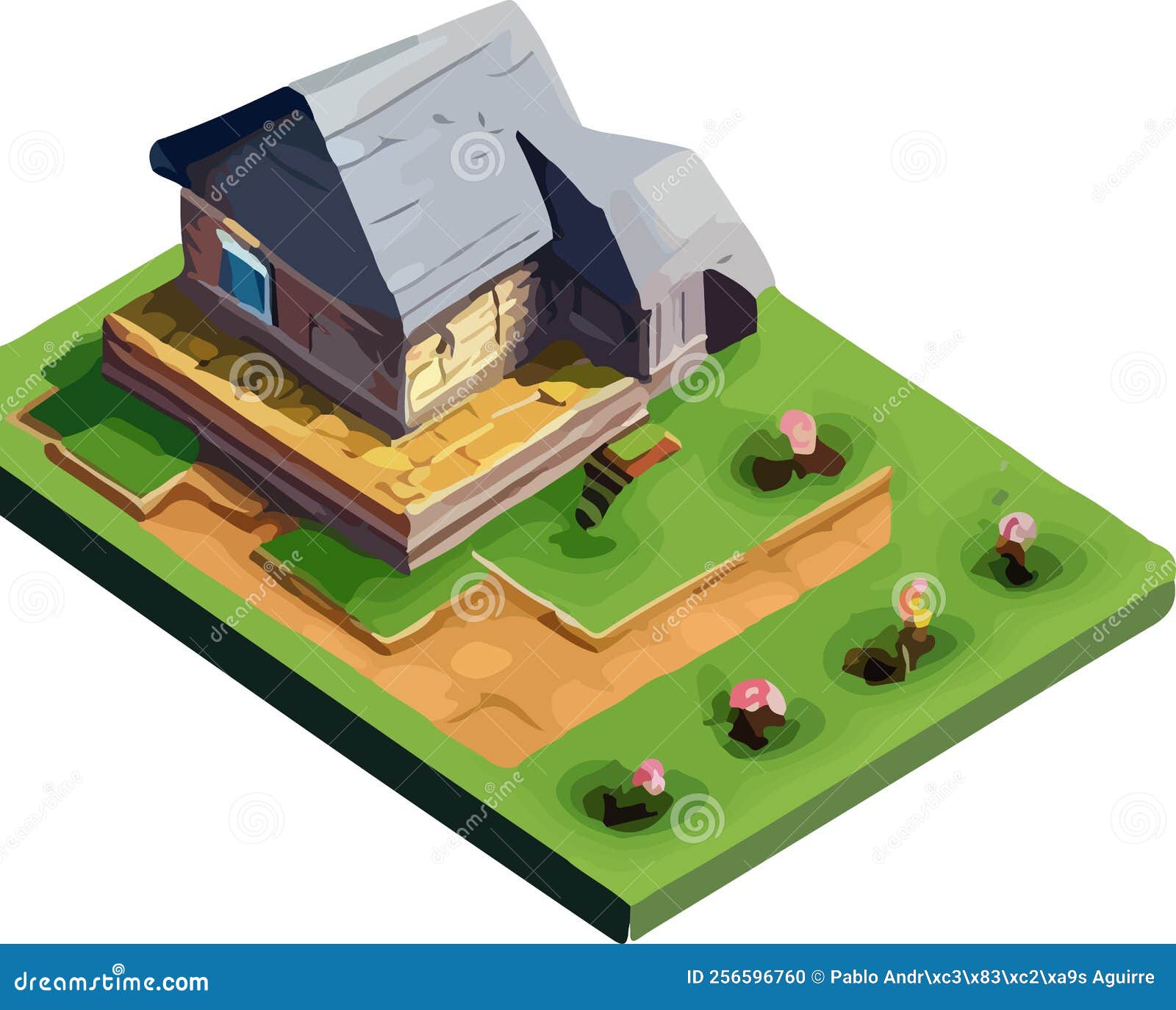 Isometric Image of a Private House. Low Poly Style Stock Vector ...
