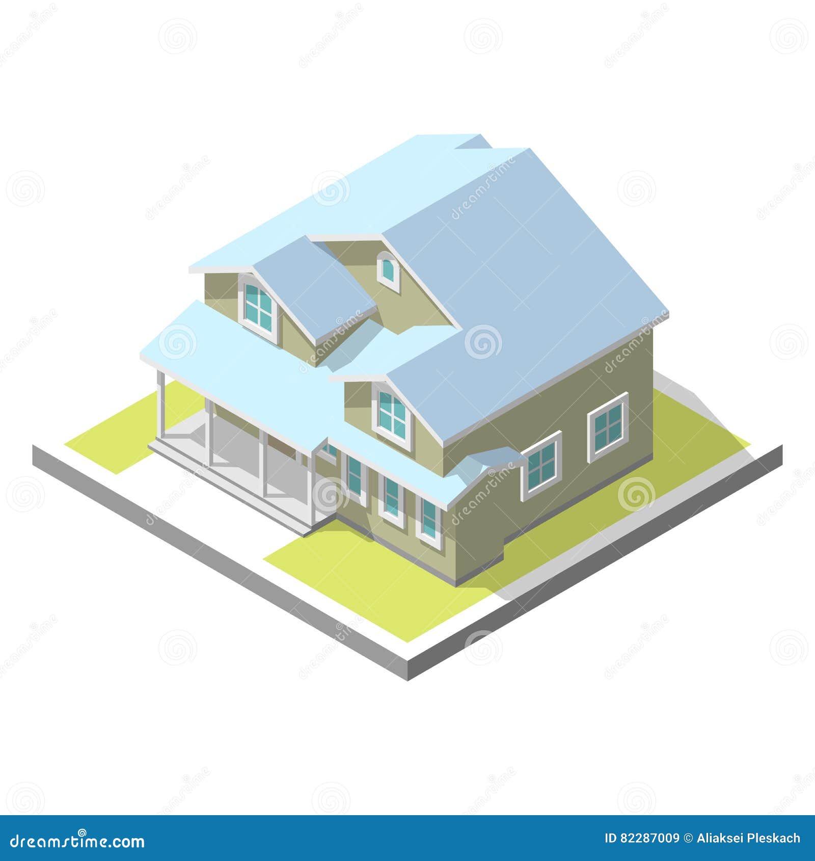 Isometric Image of a Private House Stock Vector - Illustration of ...