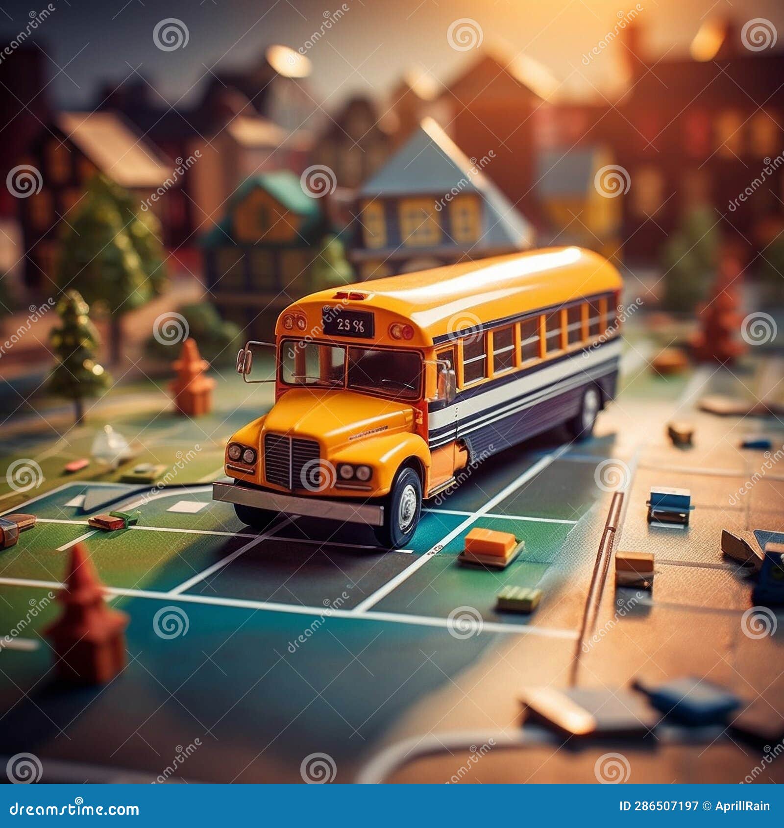 Isometric Image of a School Bus Stock Illustration - Illustration of ...