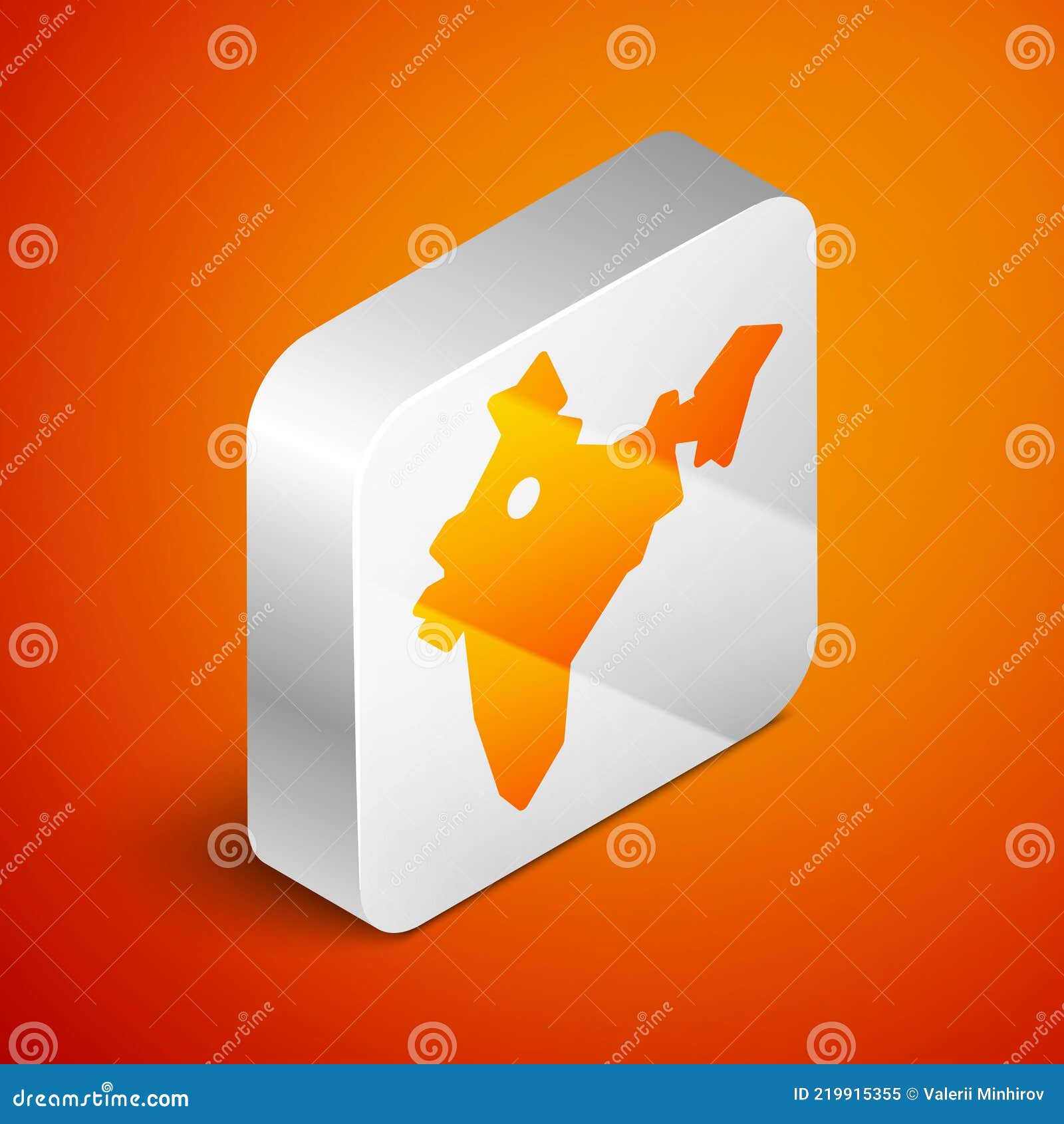 Isometric India Map Icon Isolated on Orange Background. Silver Square ...