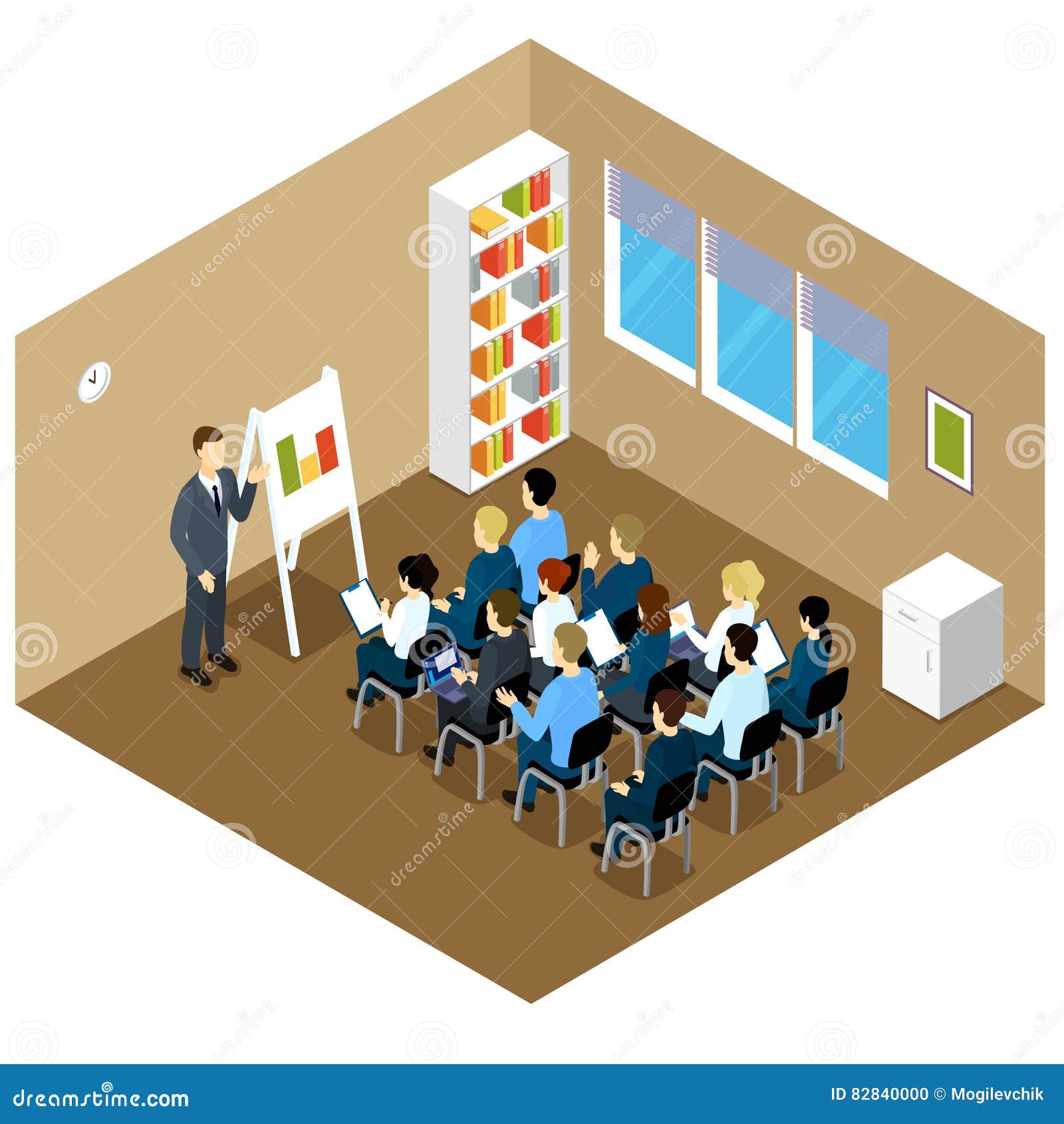 Isometric Indoor Classes Composition Stock Vector - Illustration of ...