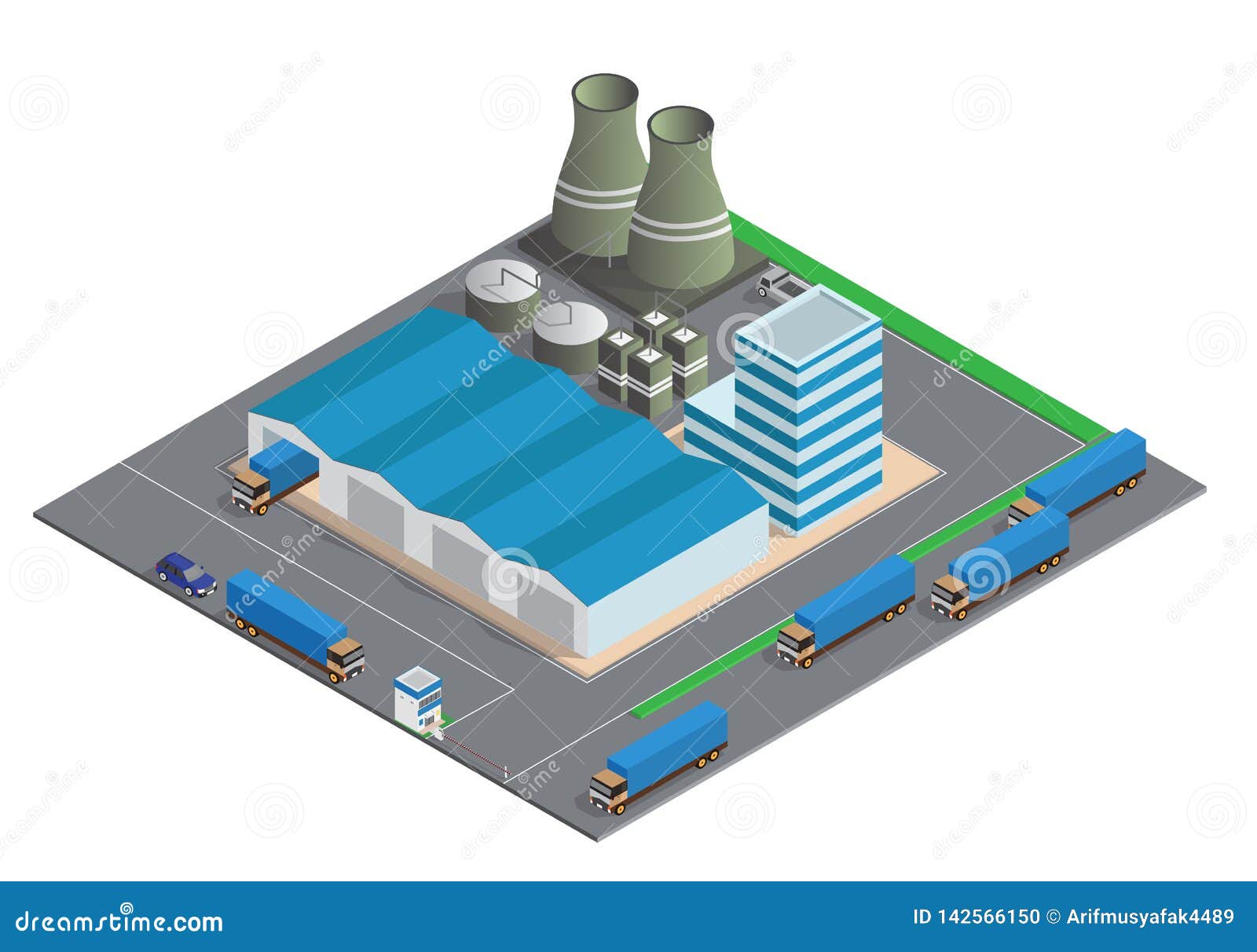 Isometric Industrial Buildings Composition Stock Vector - Illustration ...