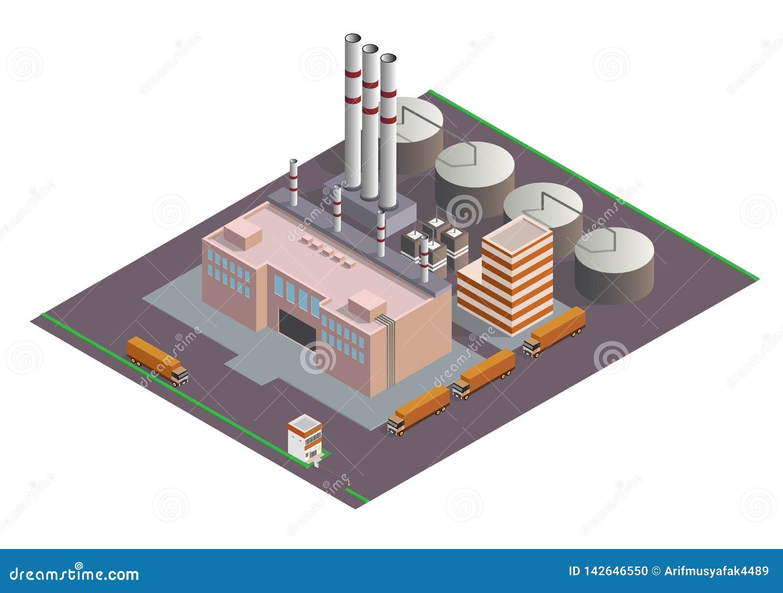 Isometric Industrial Buildings Composition Stock Vector - Illustration ...