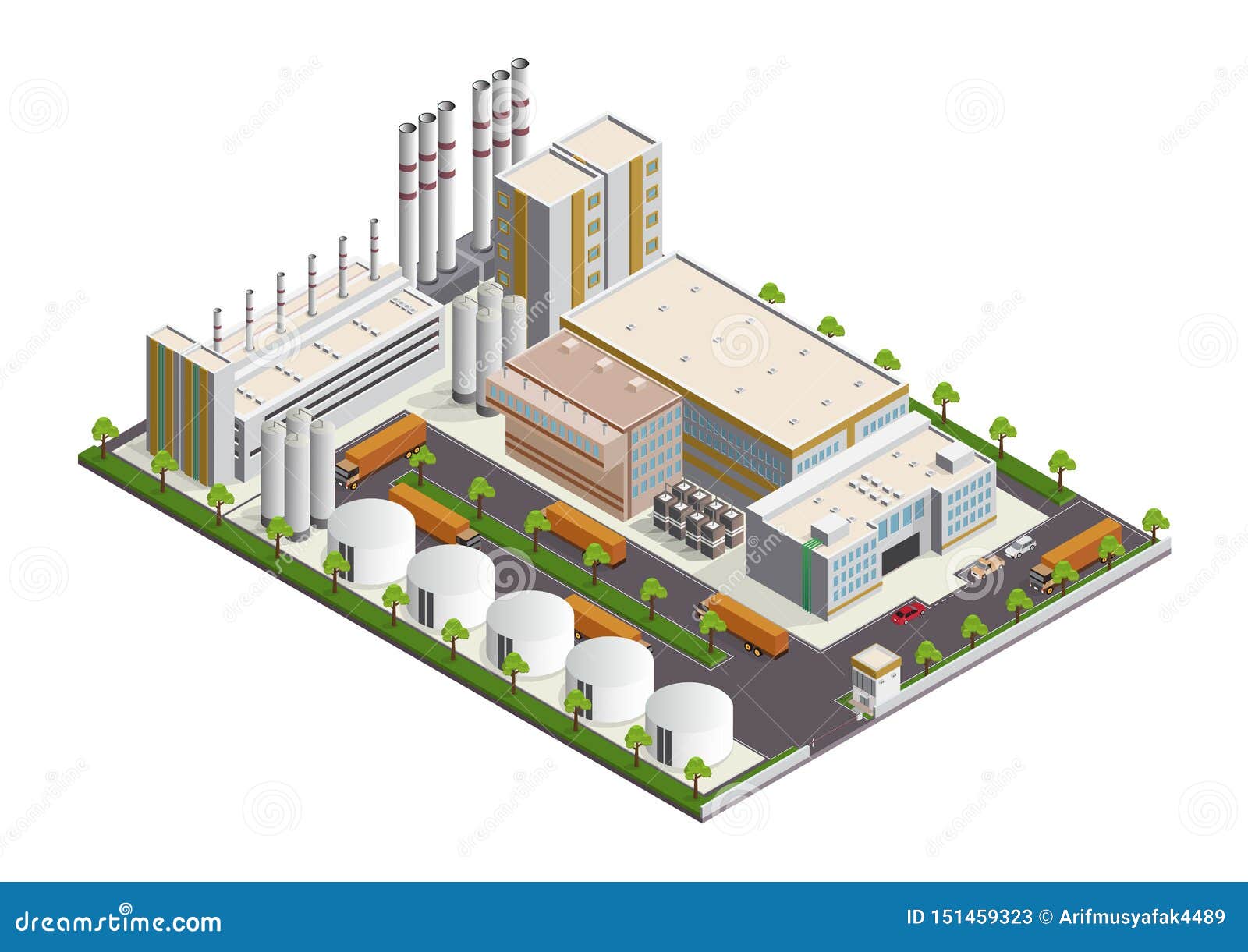Isometric Industrial Oil Field Plant Concept Vector Illustration ...