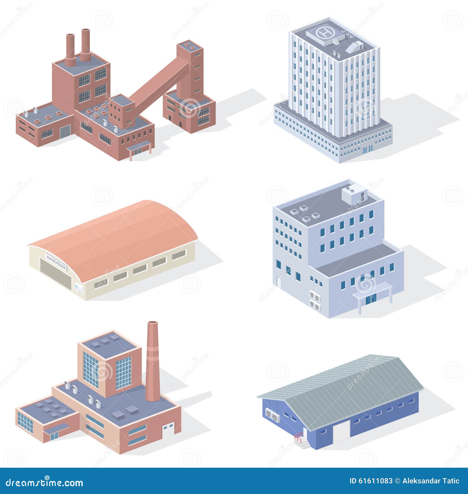 Isometric Industrial Buildings Stock Vector - Illustration of ...