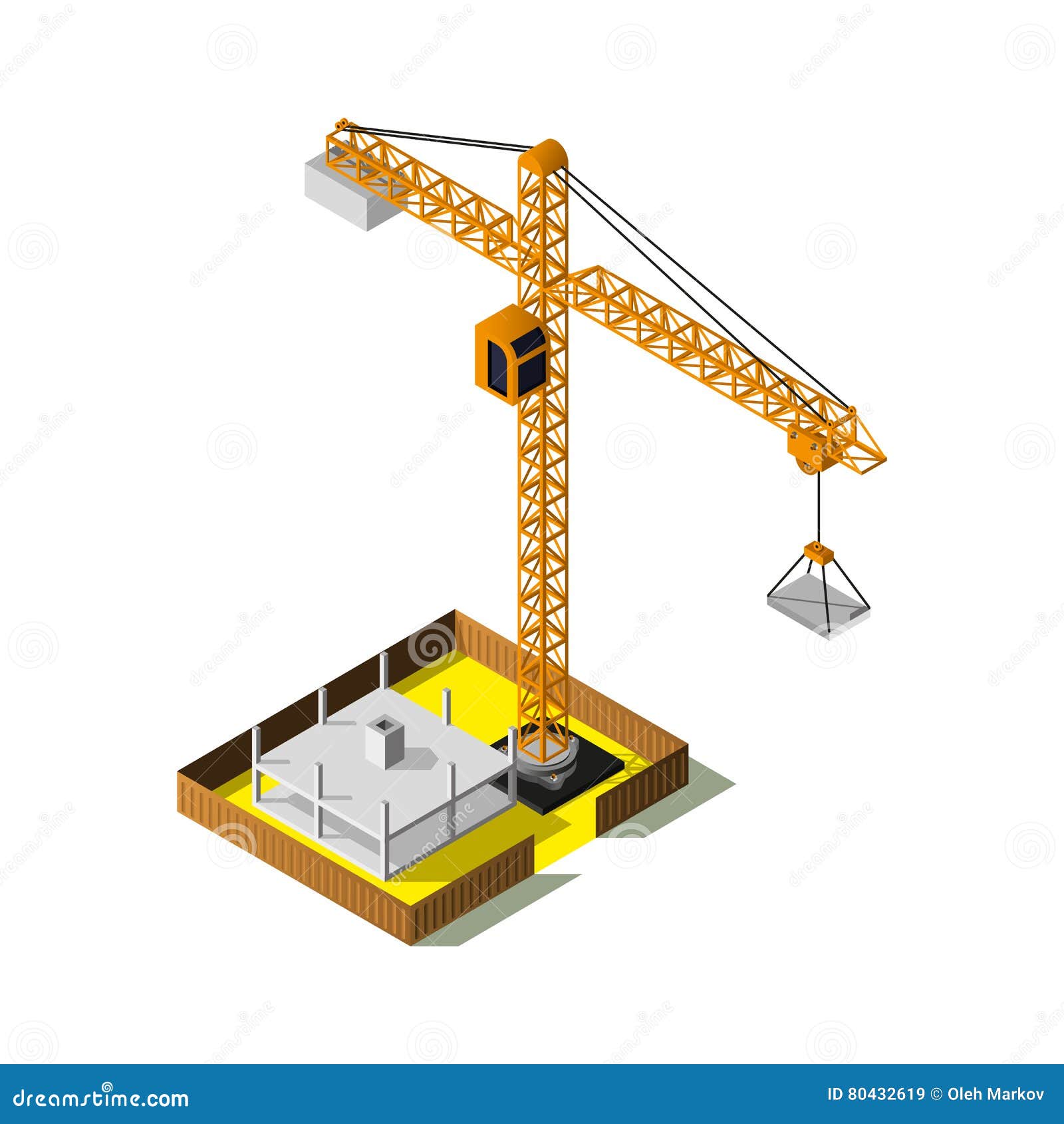 Isometric Industrial Crane. Stock Illustration - Illustration of ...