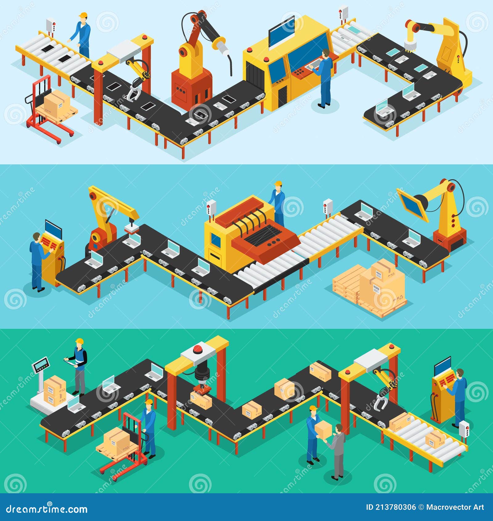 Isometric Industrial Factory Horizontal Banners Stock Vector ...