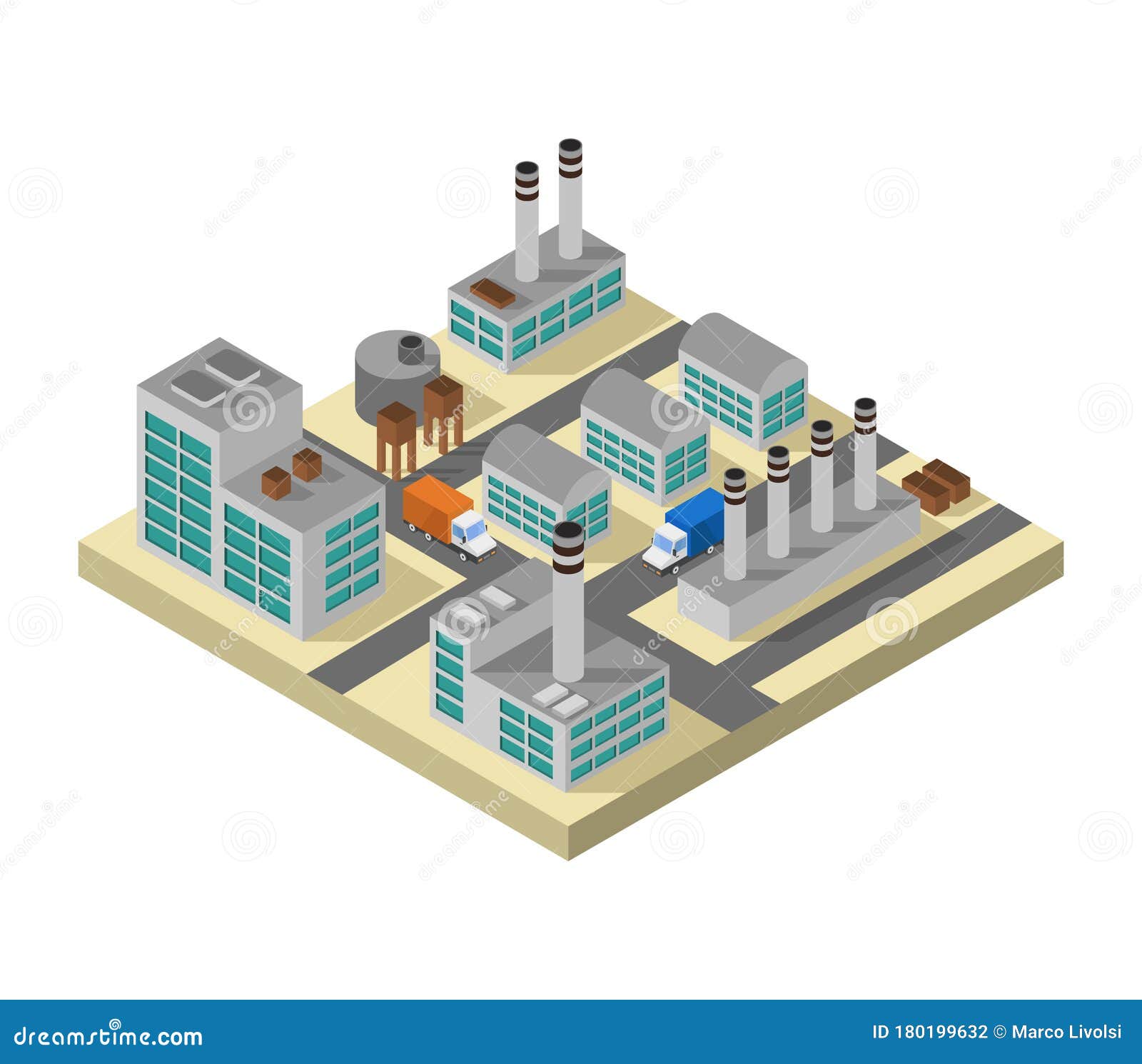 Isometric Industry Icon Illustrated in Vector on White Background Stock ...
