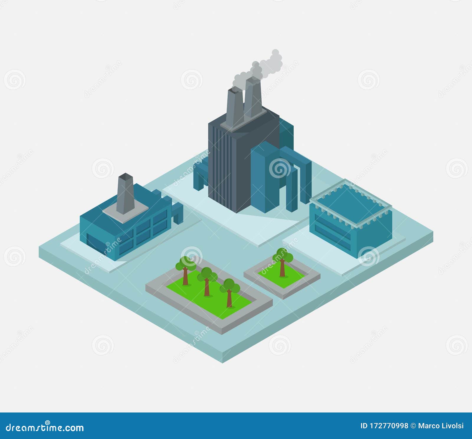 Isometric Industry Illustrated in Vector on White Background Stock ...