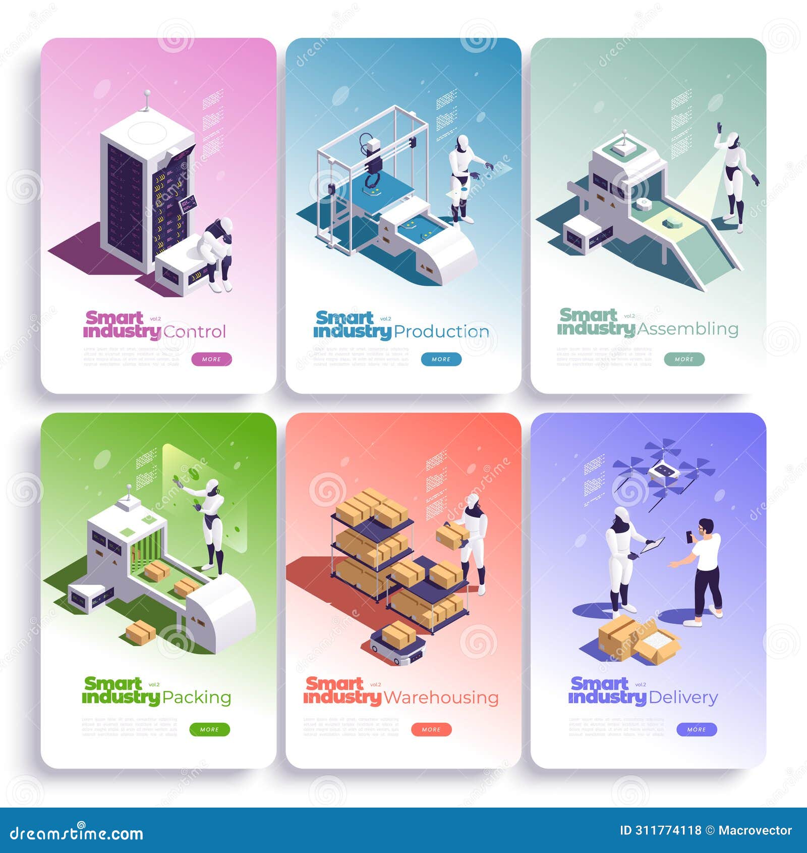 Isometric Industry Machine For Lading, Freight And Different Boxes And ...