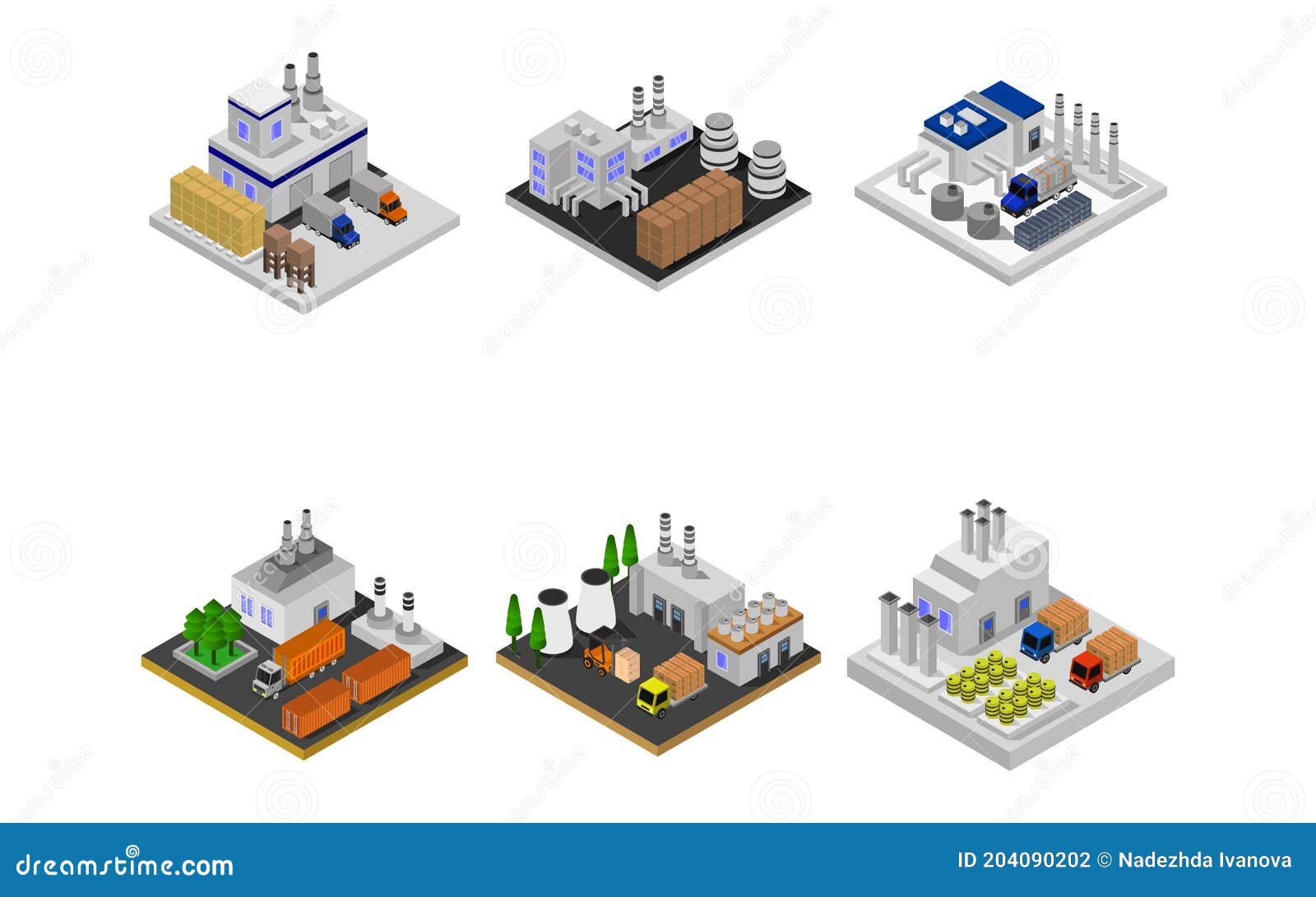 Isometric Industry Set Vector Illustration Stock Illustration ...