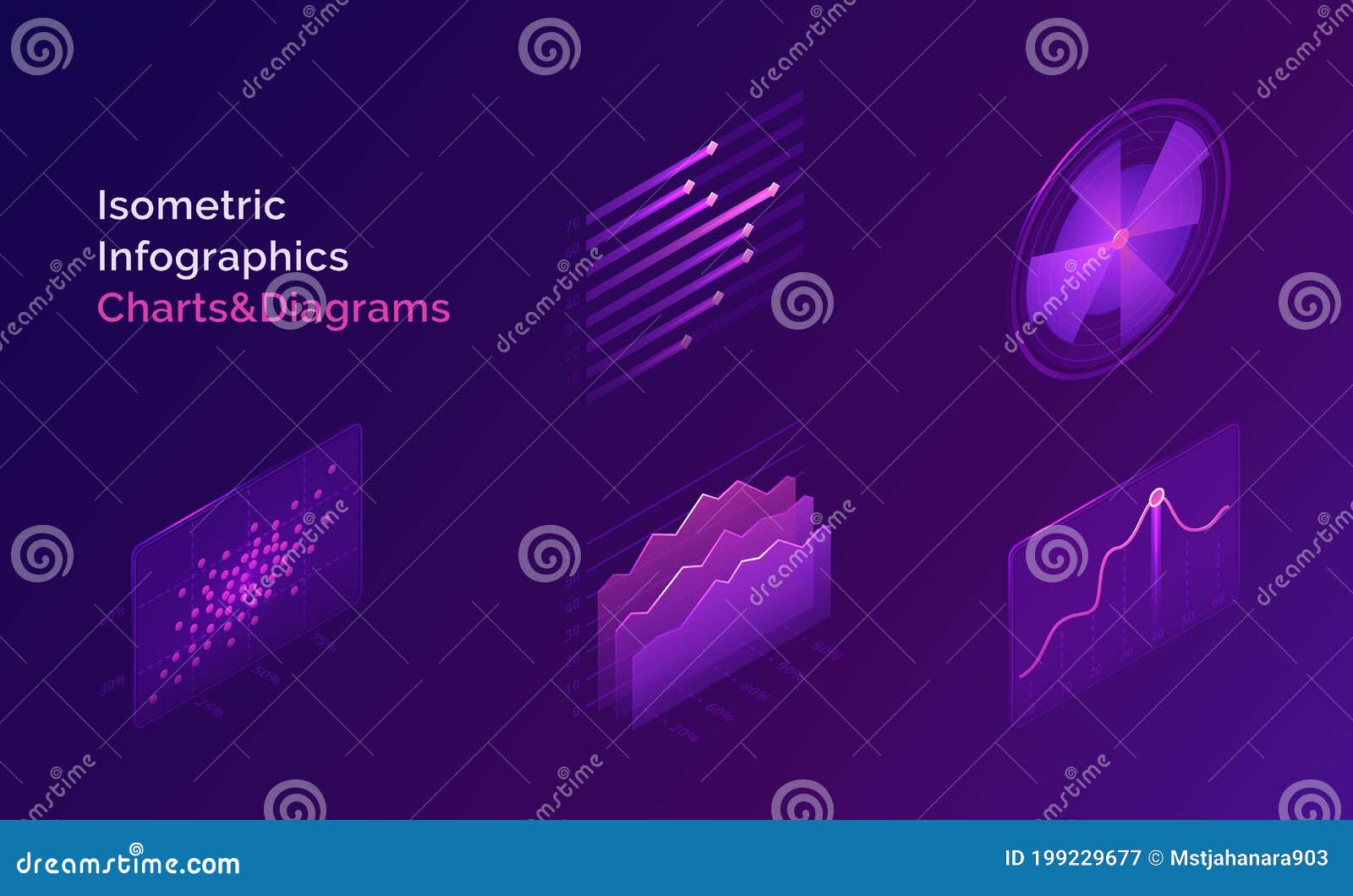 Isometric Infographic Charts and Diagrams Stock Vector - Illustration ...