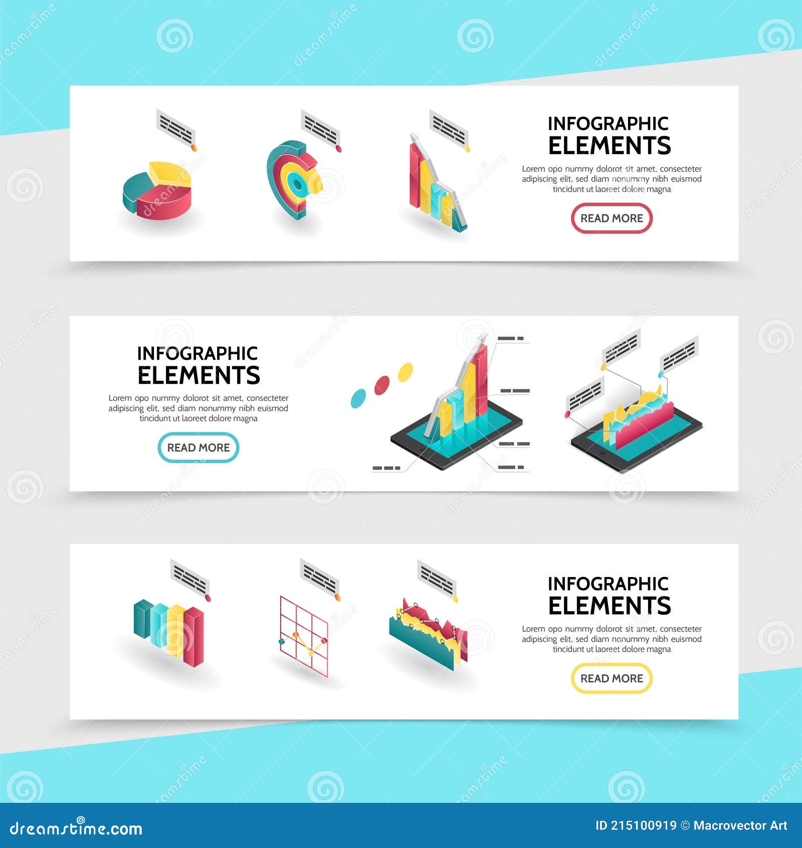Isometric Infographic Elements Horizontal Banners Stock Vector ...