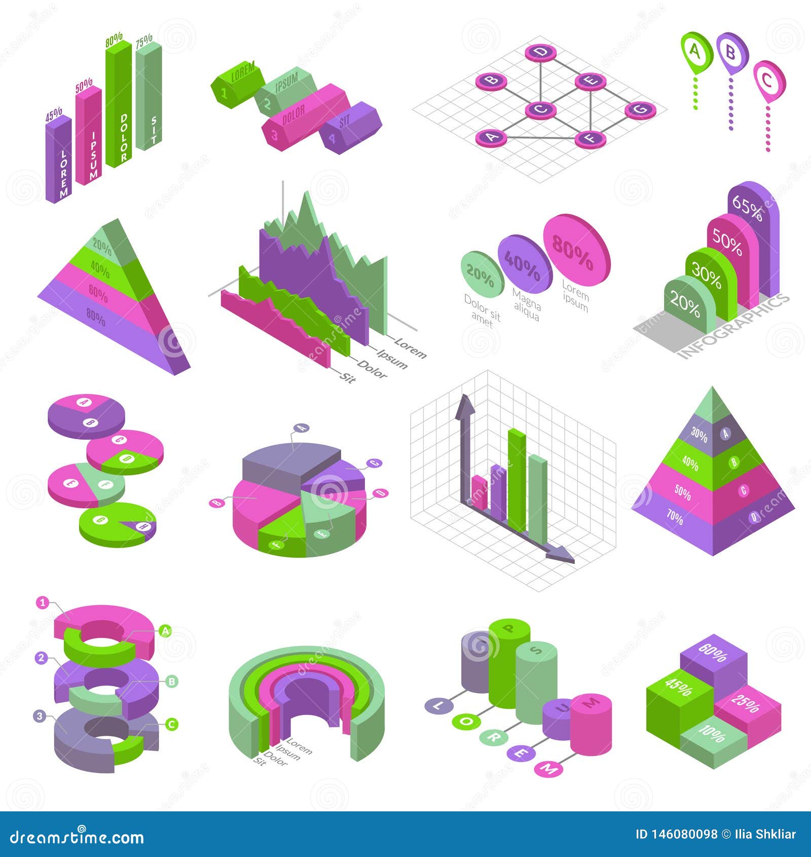 Isometric Infographic Elements Set Stock Vector - Illustration of ...