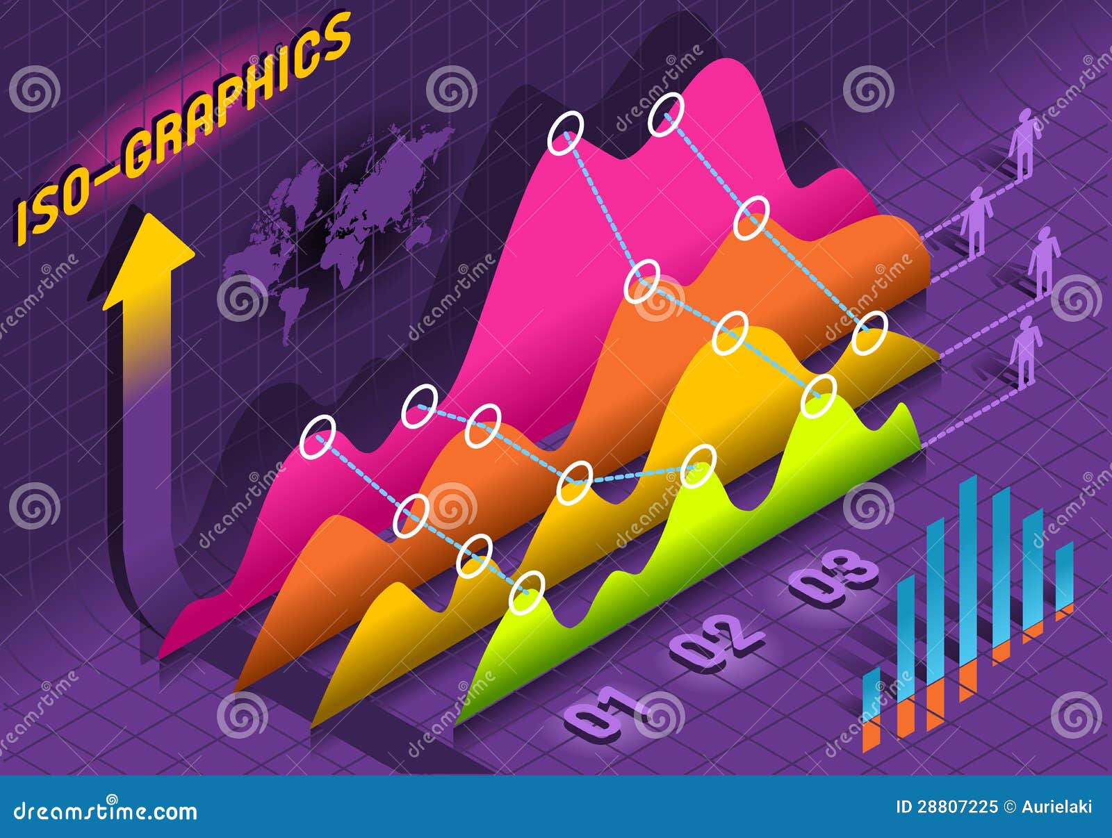 Isometric Infographic Histogram Set Elements Stock Vector ...